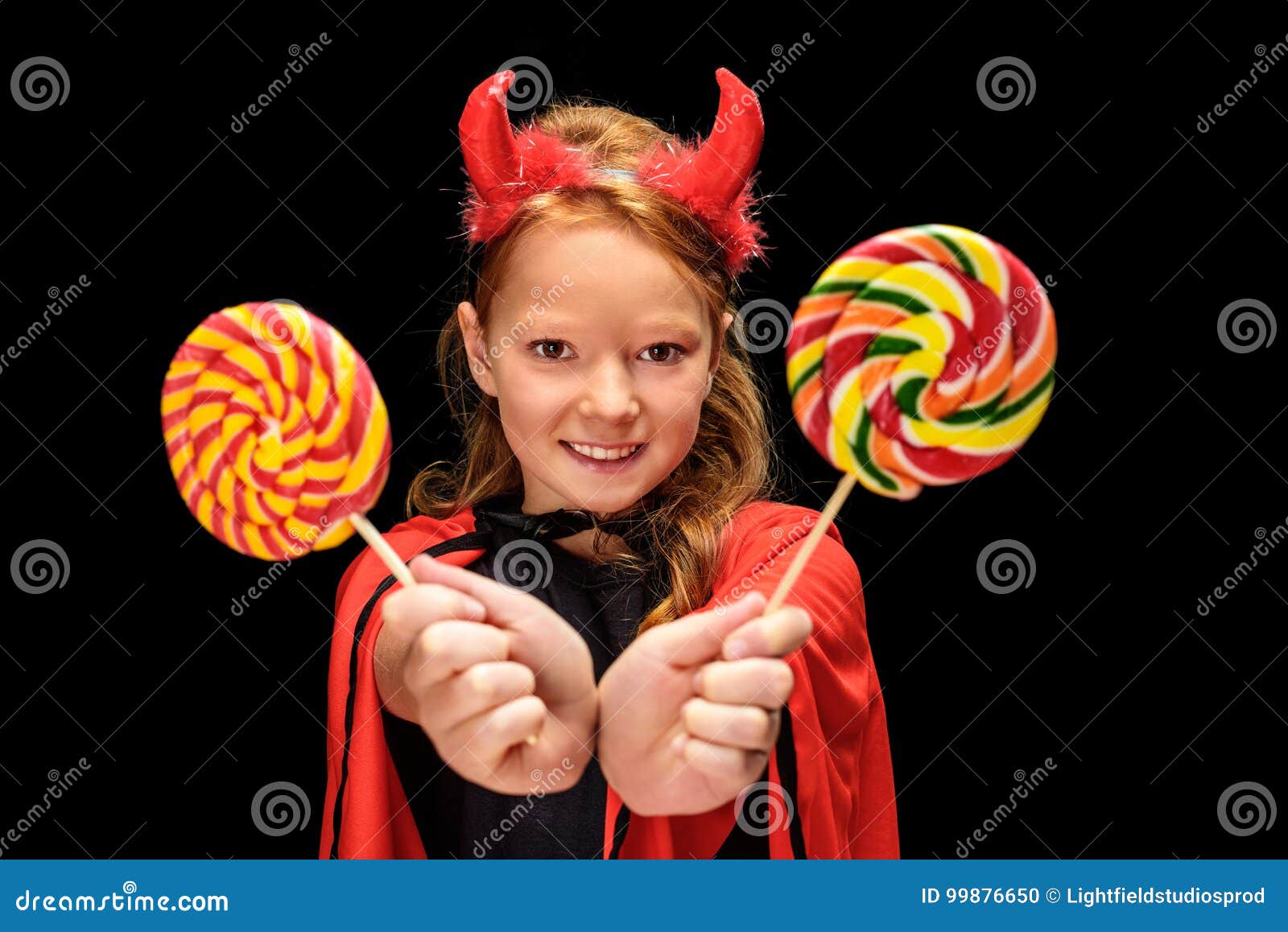 Little Devil with Lollipops Stock Photo - Image of lollipops, costume ...