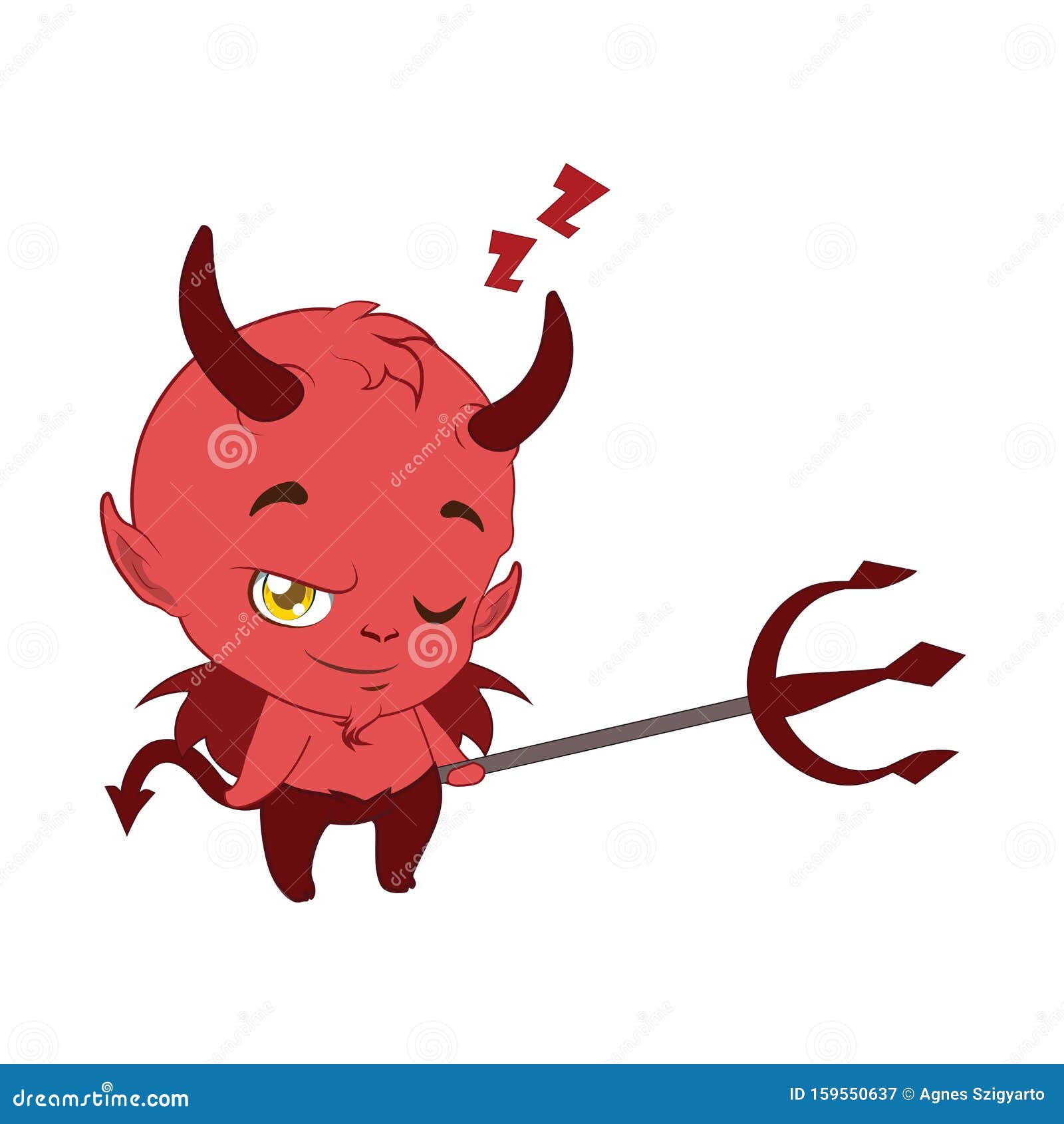 The Little Devil Sleeps with One Eye Open Stock Vector - Illustration ...