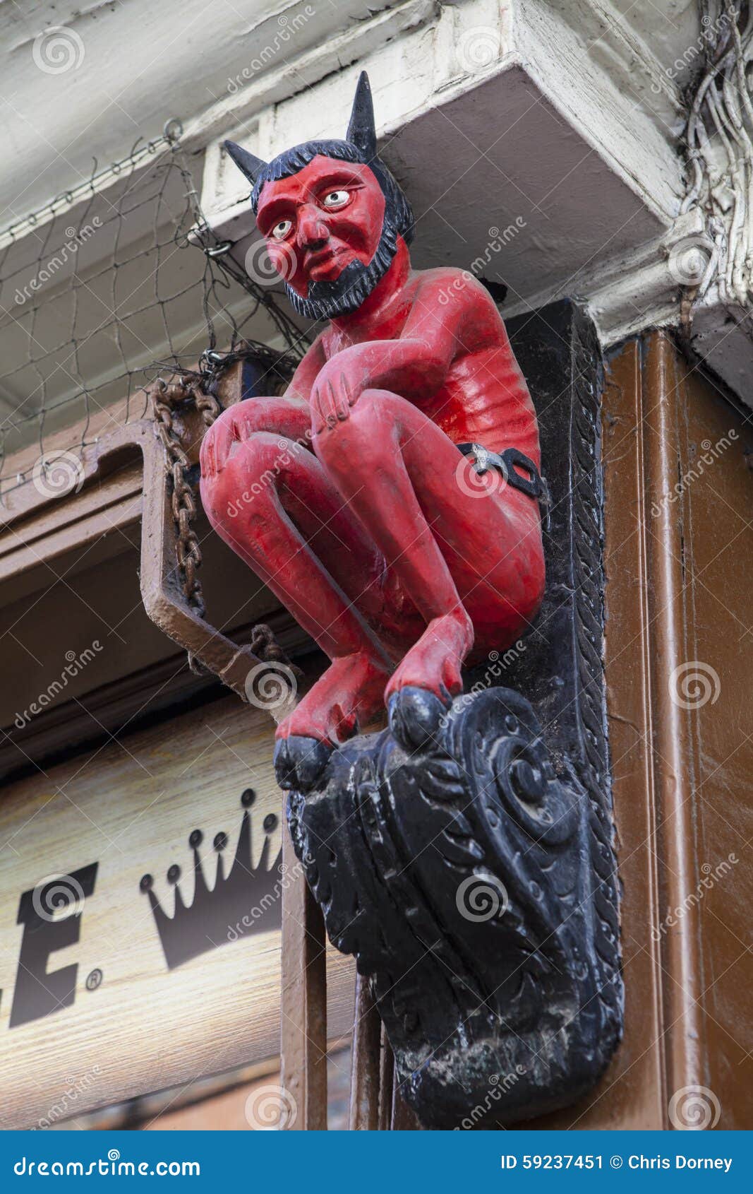 Devil Statue Next To Castle Trosky On Sunny Day, Devil With Trident On ...