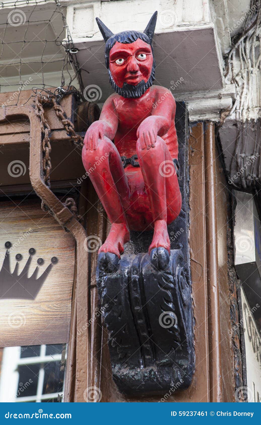 Devil Statue Next To Castle Trosky On Sunny Day, Devil With Trident On ...