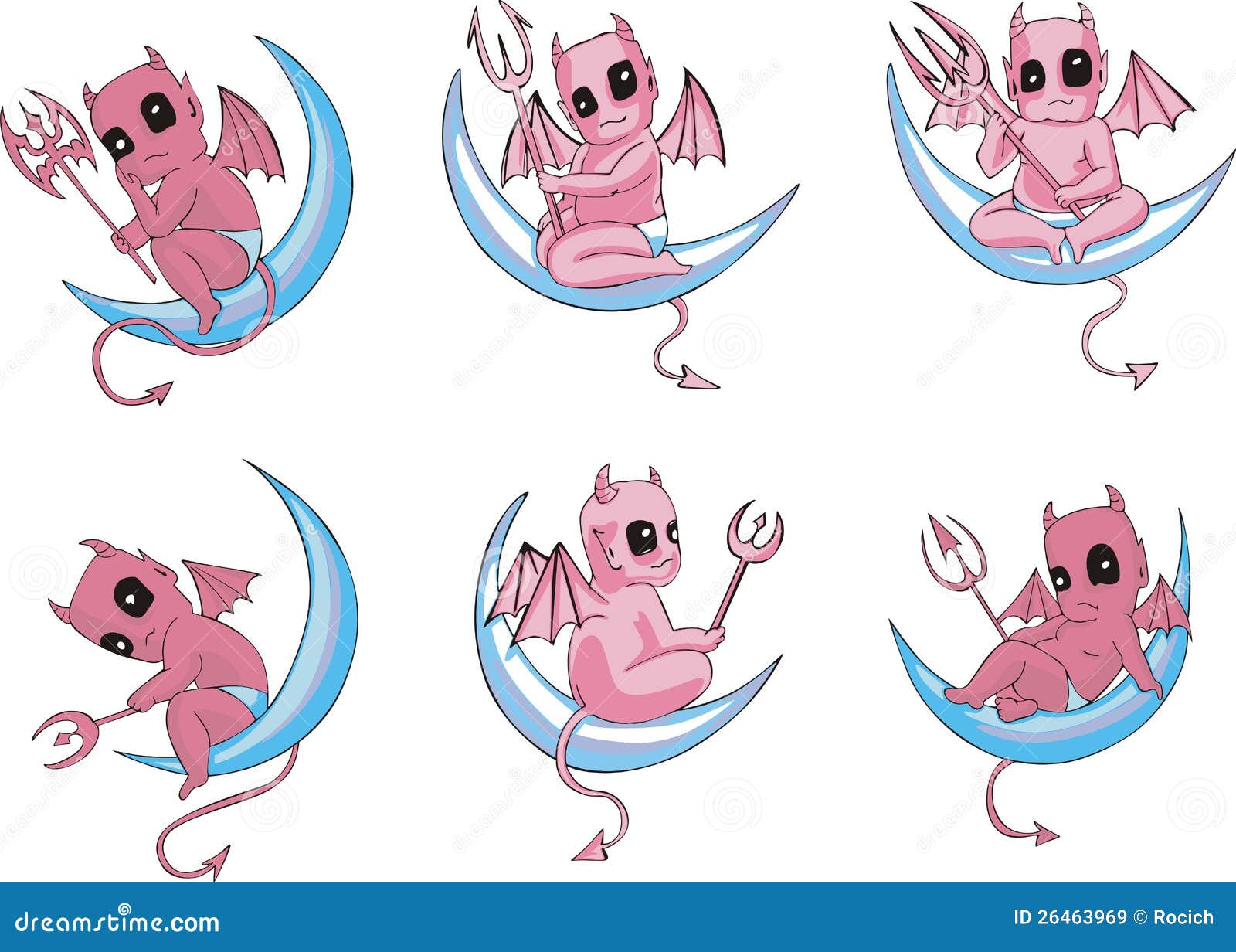 Little devils on moon stock vector. Illustration of comic - 26463969