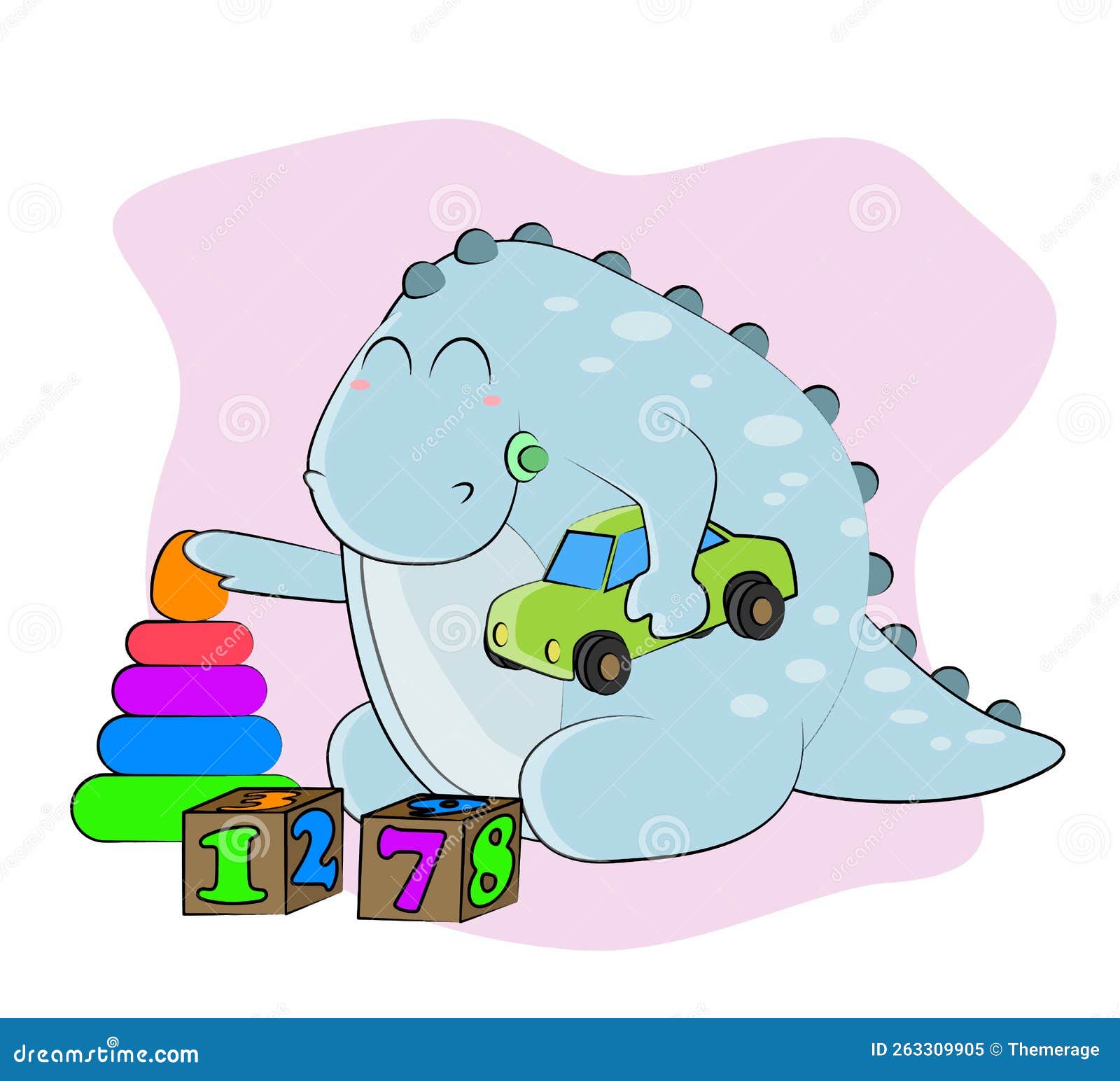 Little Dinosaur Playing with Toys in Vector Stock Vector - Illustration ...