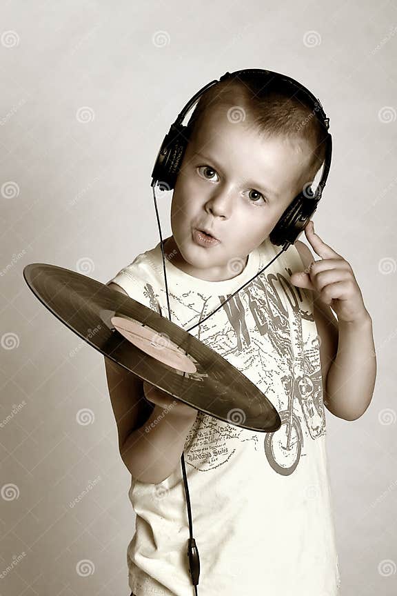 Little dj stock photo. Image of grey, child, model, background - 10252636