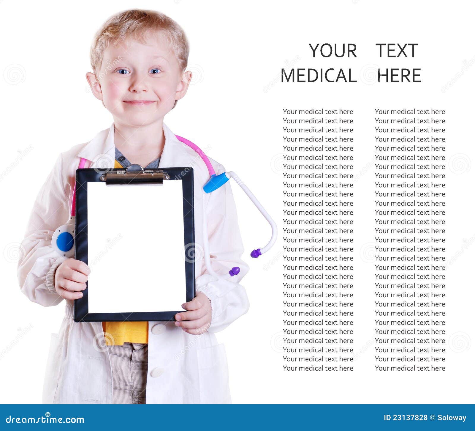 Little Doctor Portrait with Clip Board Stock Photo - Image of ...