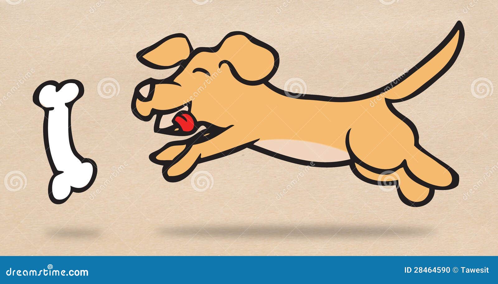 Little Dog Running with Bone Stock Illustration - Illustration of food ...