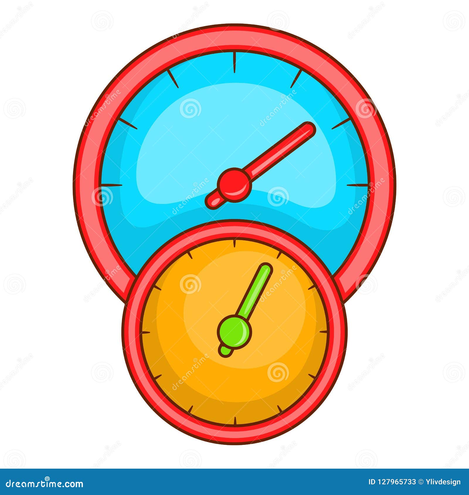 Little Double Speedometer Icon, Cartoon Style Stock Illustration ...