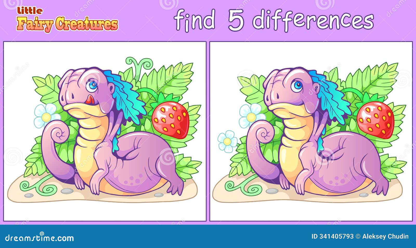 Little Dragon, Find Five Differences Stock Illustration - Illustration ...