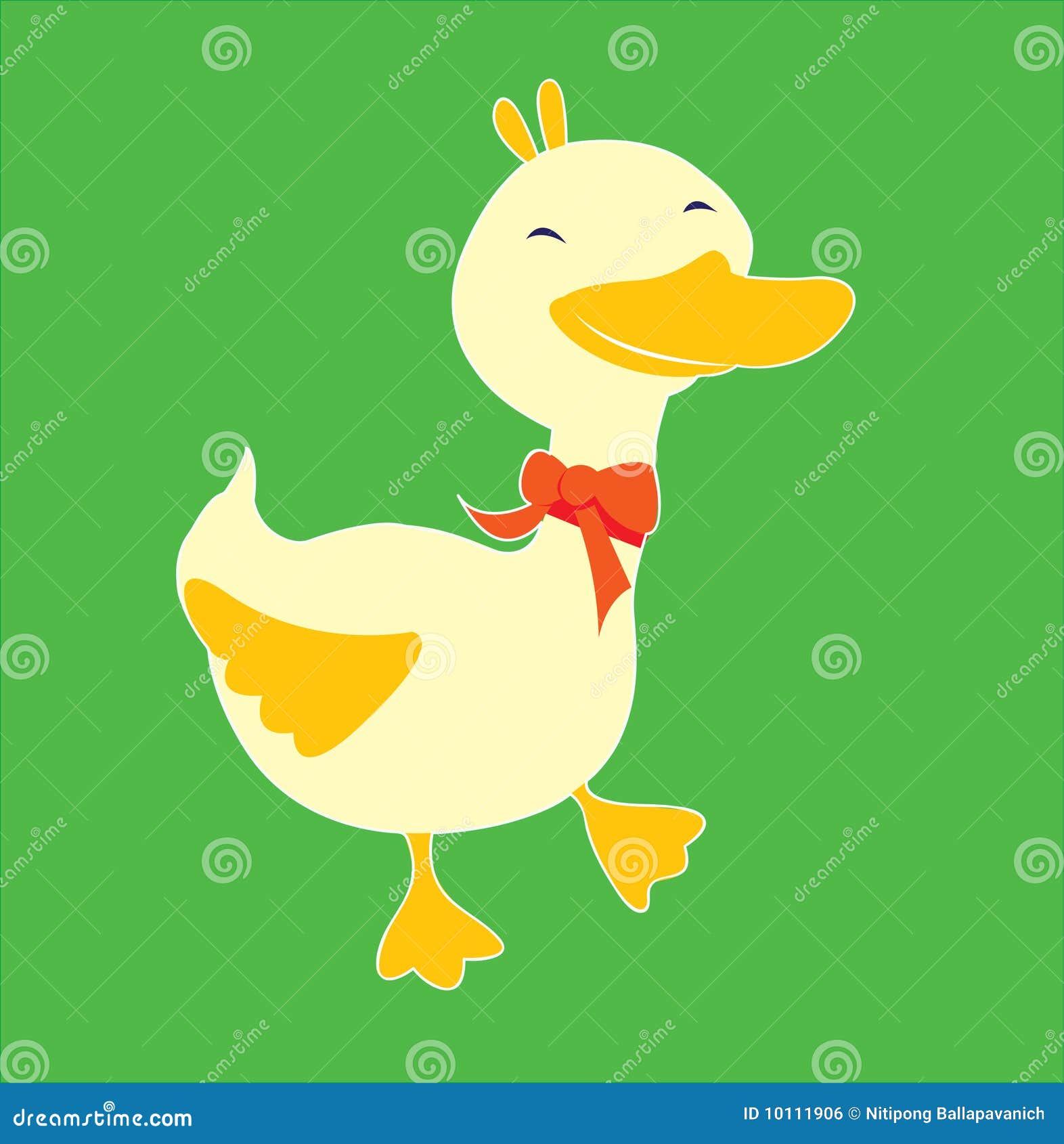 Little Duck with red bow stock vector. Illustration of small - 10111906