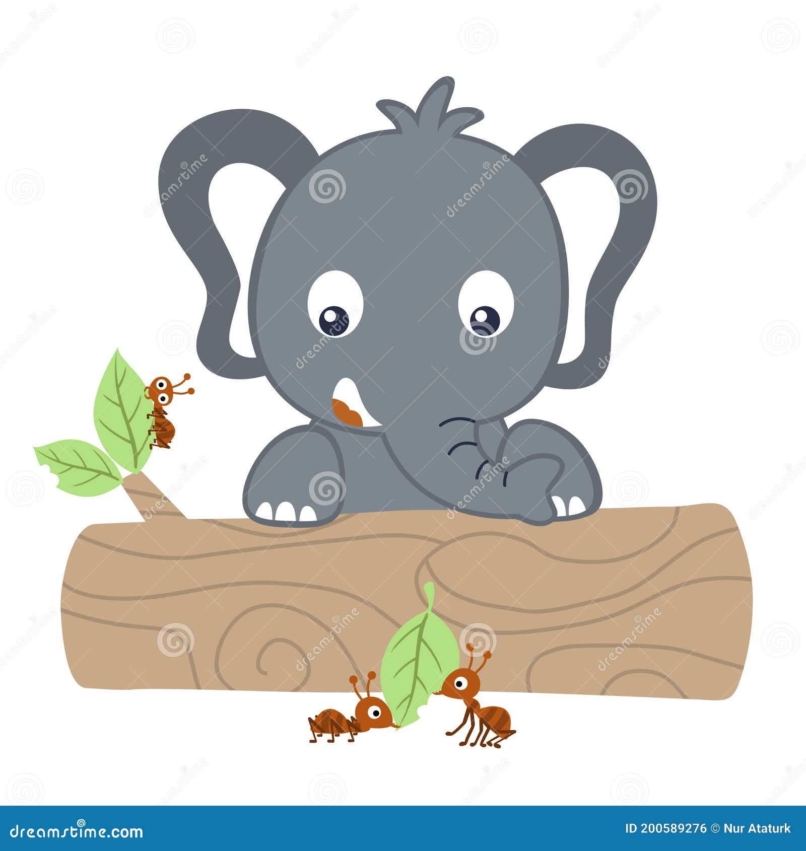 Cartoon of Little Elephant with Ants Stock Vector - Illustration of ...
