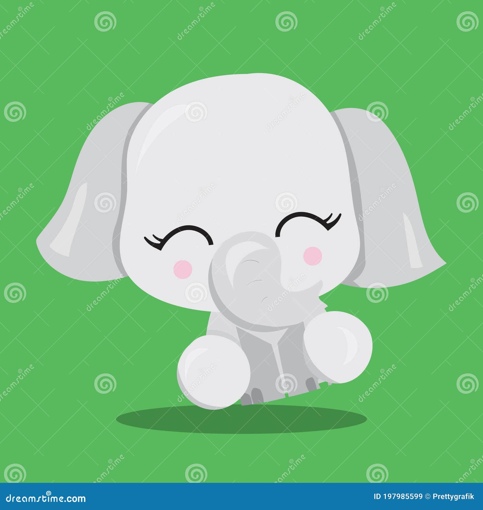 LITTLE ELEPHANT GREEN 07 stock vector. Illustration of graphic - 197985599