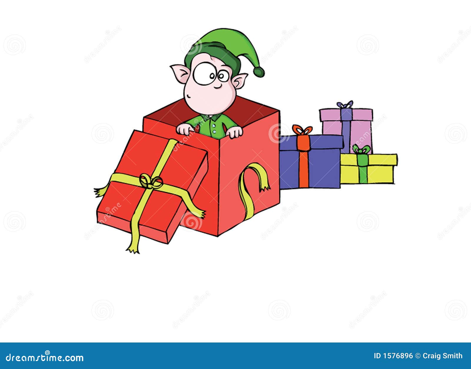 Little elf - present stock illustration. Illustration of xmas - 1576896