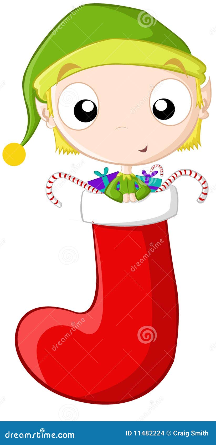 Little elf stocking stock illustration. Illustration of celebrate ...