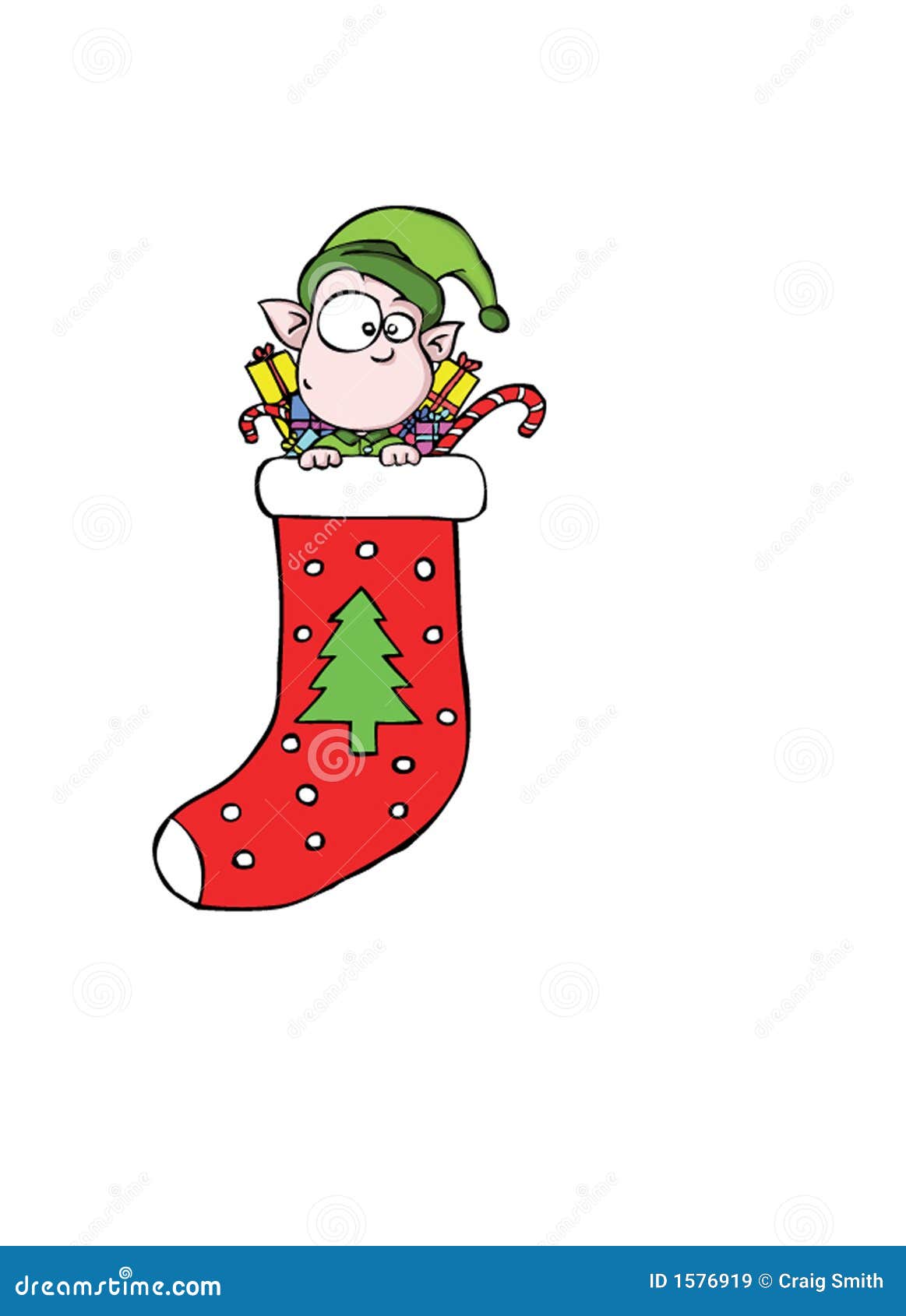 Little elf - stocking stock illustration. Illustration of cute - 1576919