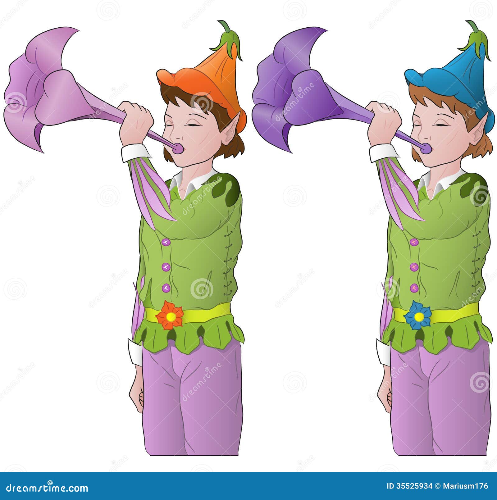Dwarf - Trumpet, Coloring Book Cartoon Vector | CartoonDealer.com #32733059