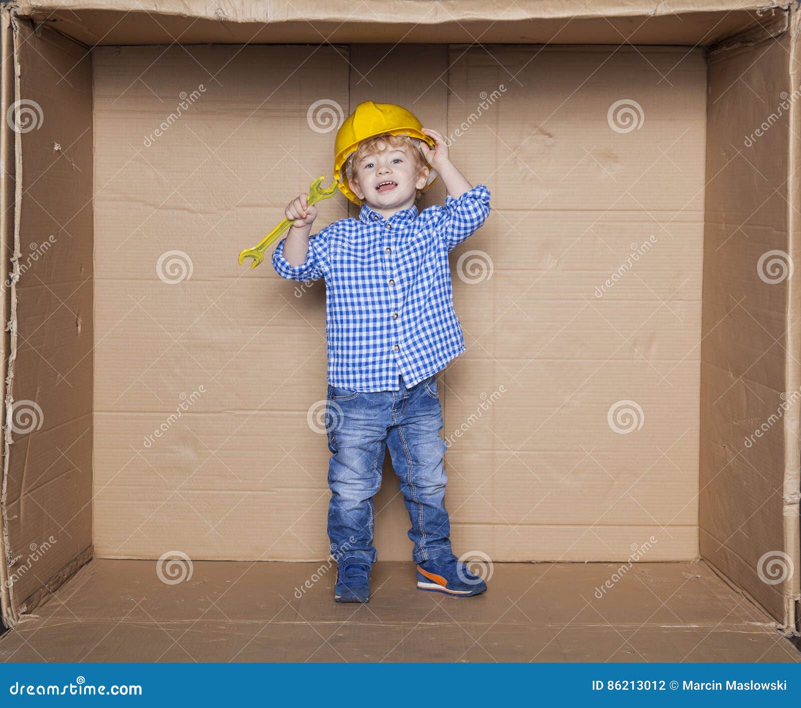 Little Engineer in the Box Office Stock Photo - Image of little ...