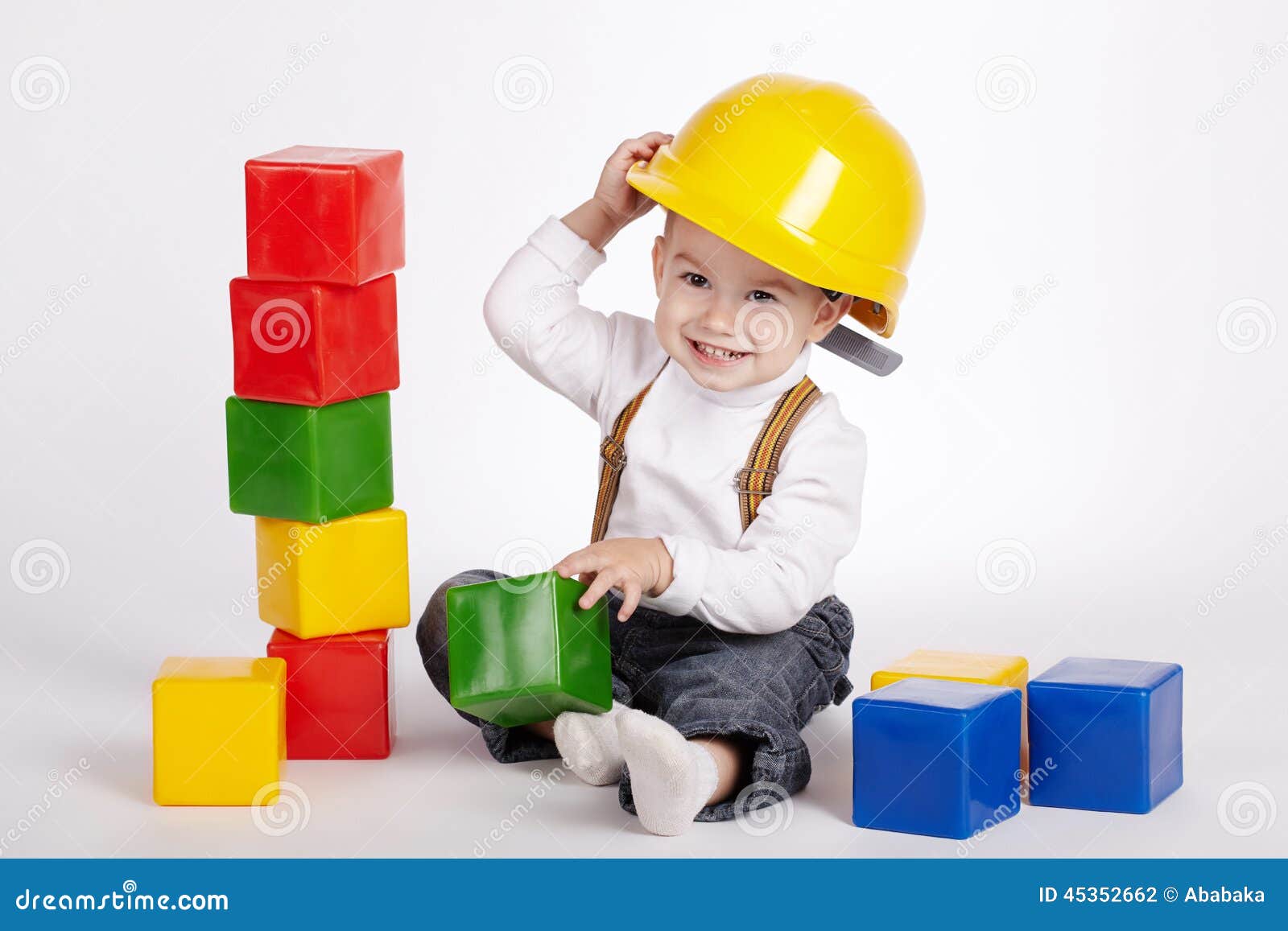 Little Engineer Plays with Cubes Stock Photo - Image of kids, build ...
