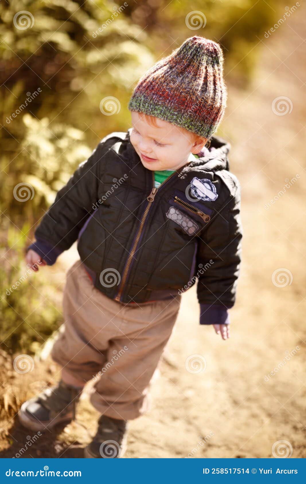 Little Explorer. a High Angle View of a Little Boy Standing Outside ...