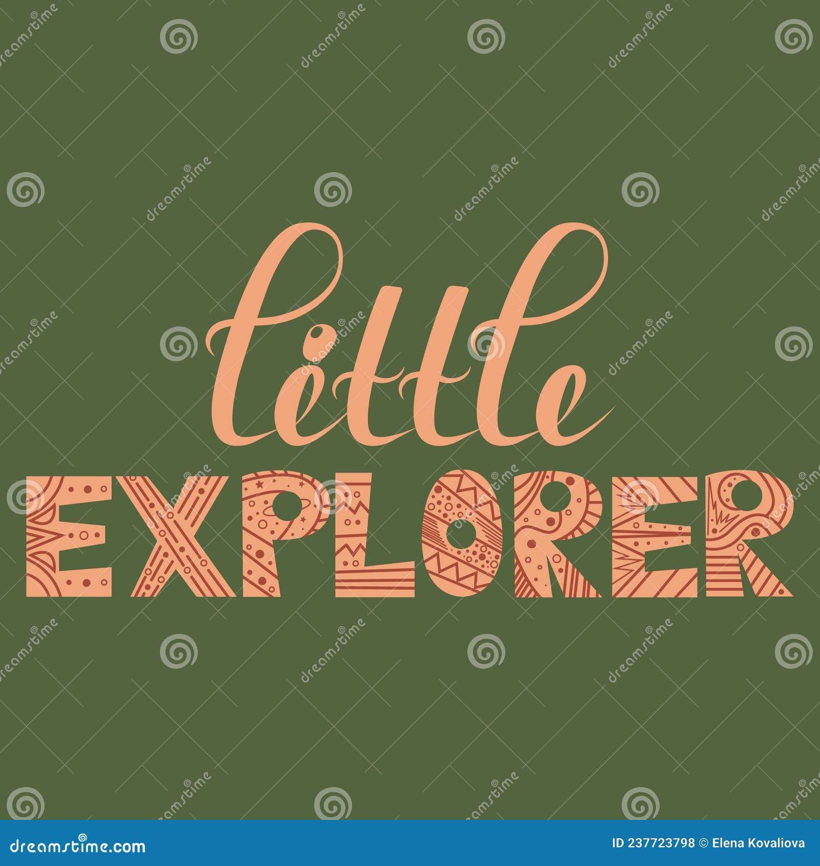 Little Explorer, Text, Vector Hand-drawn Lettering Decorated with ...