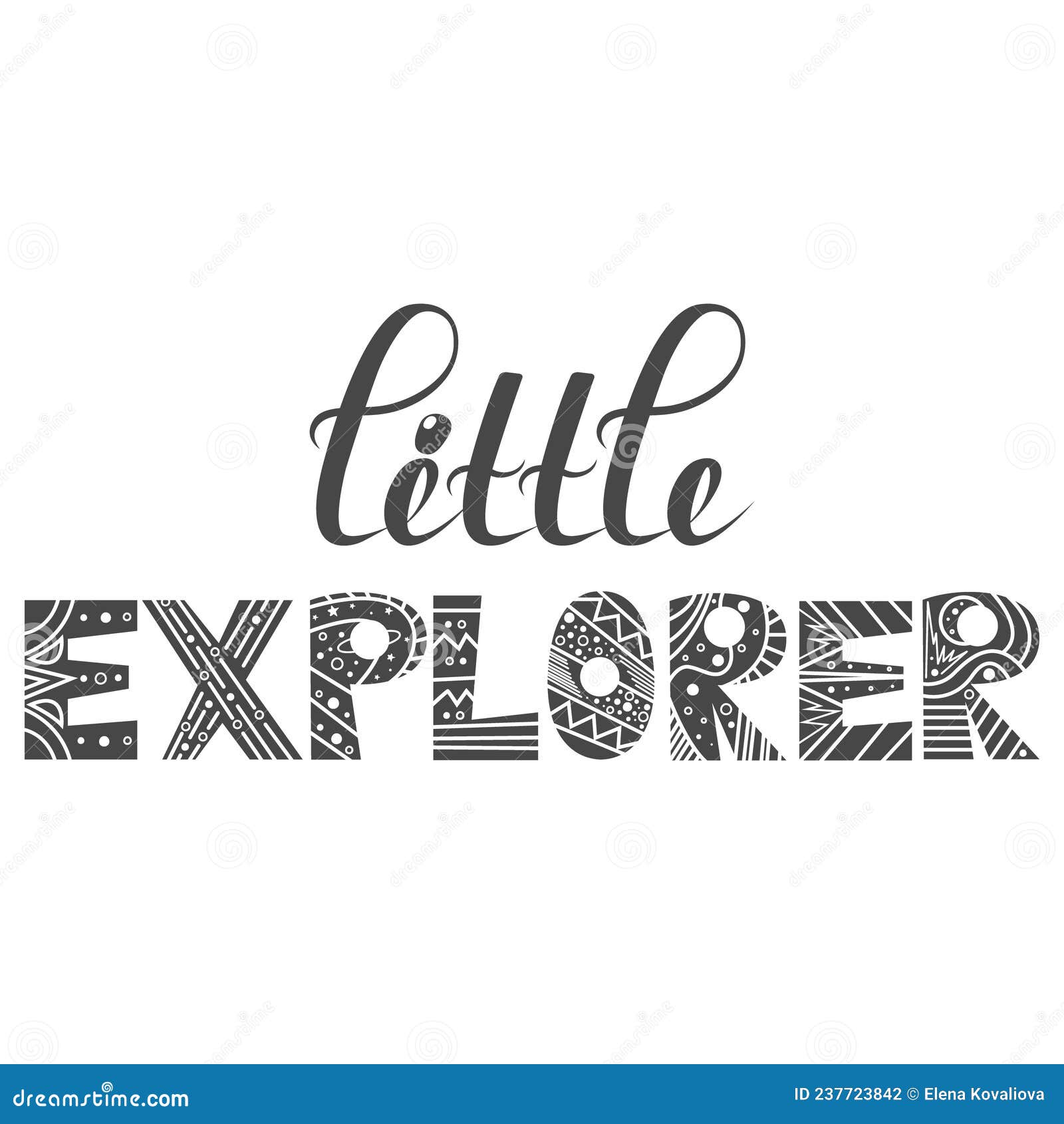 Little Explorer, Text, Vector Hand-drawn Lettering Decorated with ...