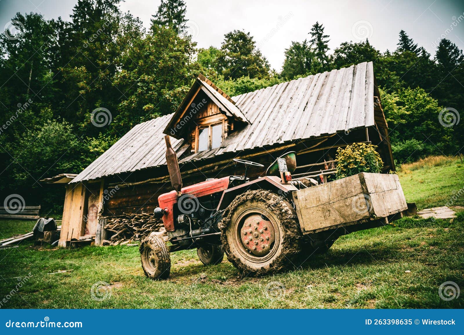 Little Farm Tractor on a Field Stock Image - Image of countryside, farm ...