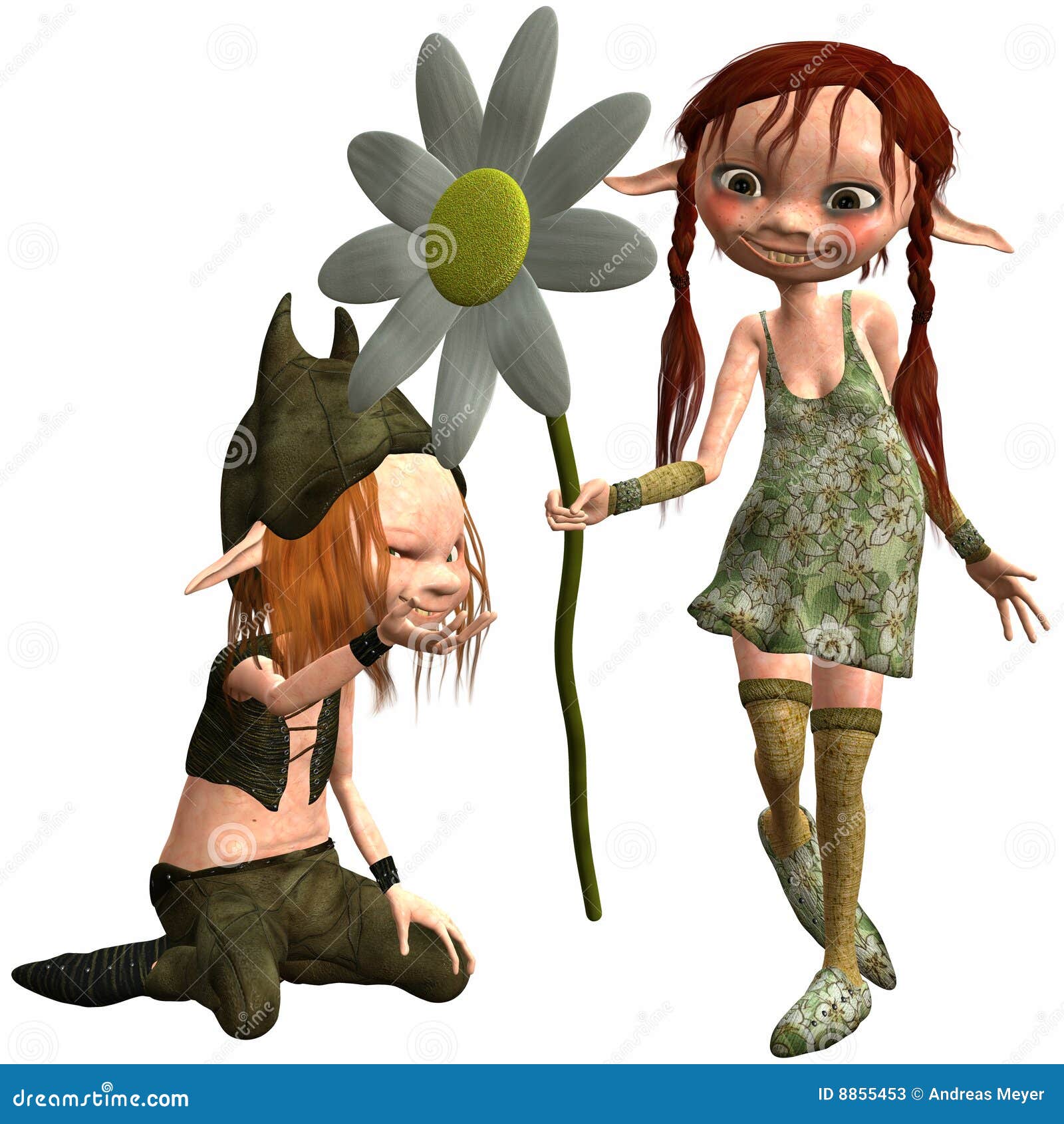 Little Female and Male Troll Stock Illustration - Illustration of ...