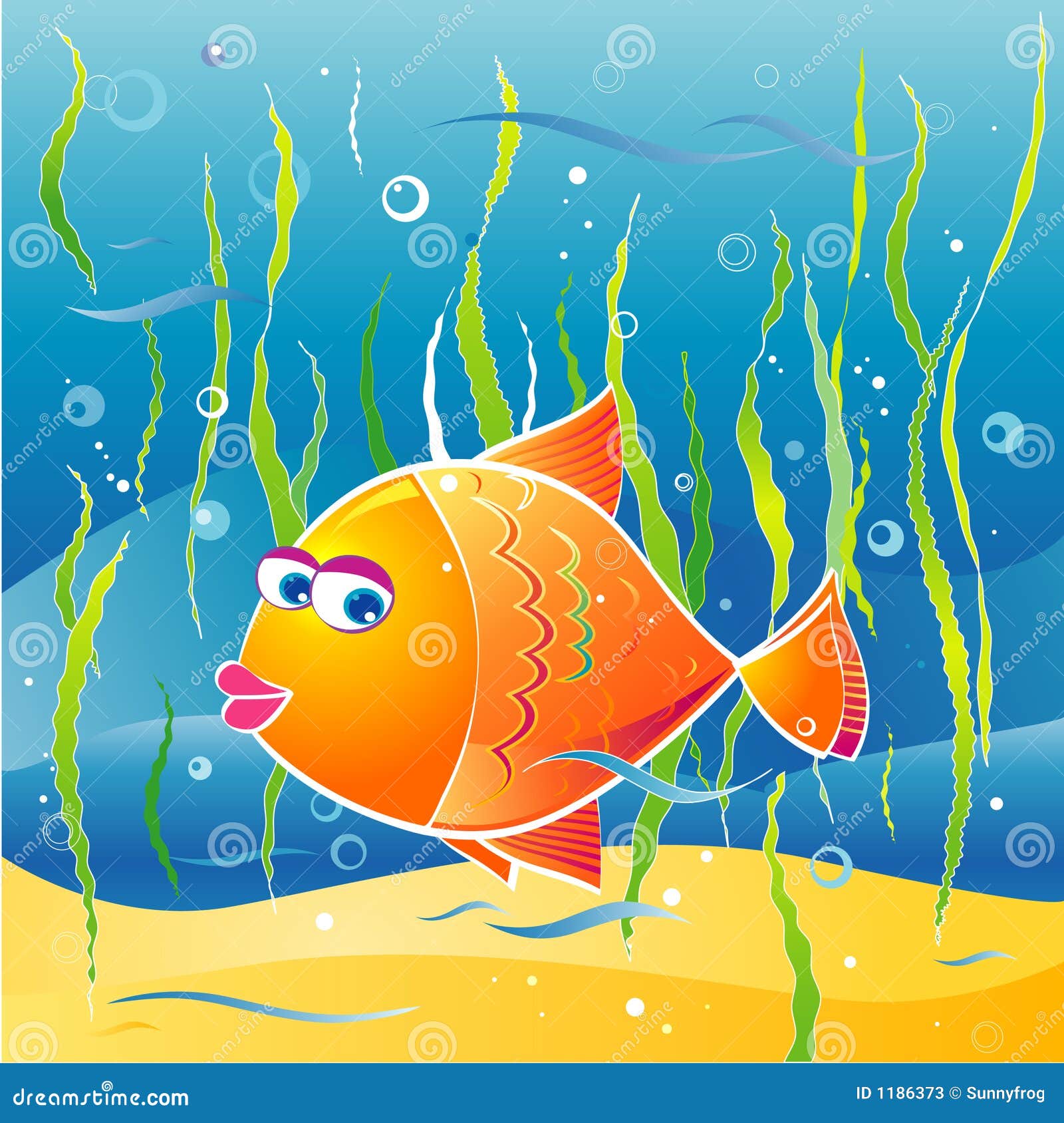 Little Fish Love Character Animal Illustration Cartoon Contour Coloring ...