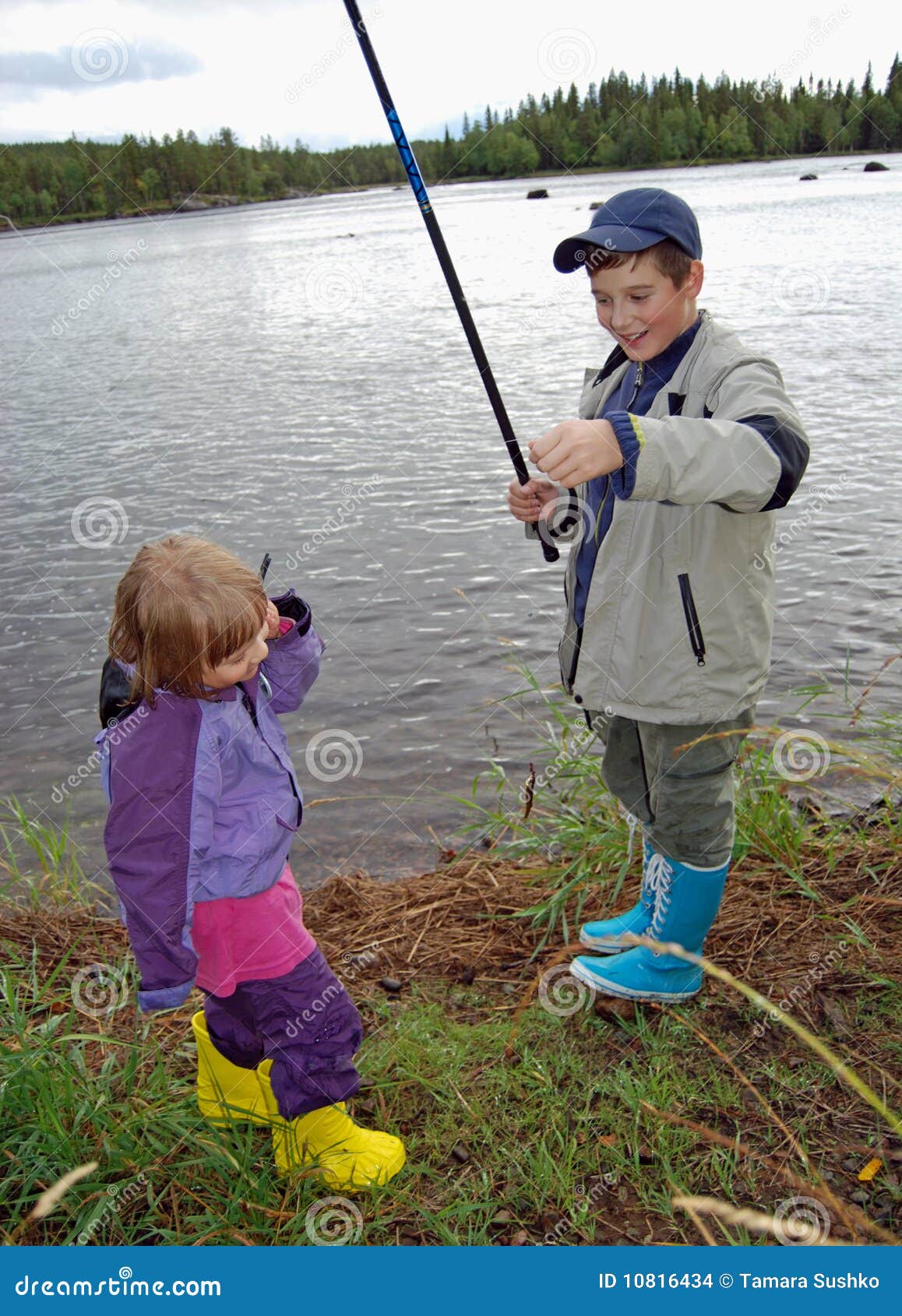 Little fishers stock photo. Image of child, fish, catching - 10816434