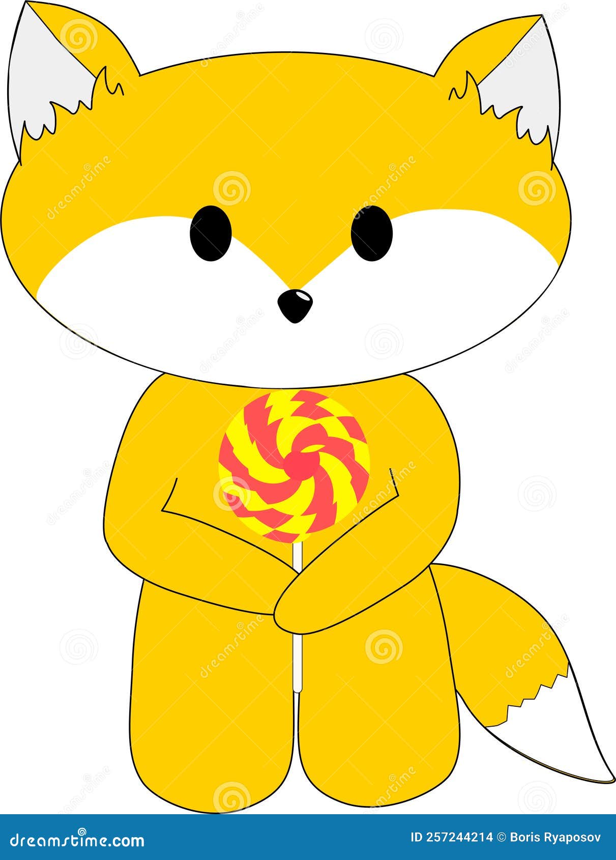 Little fox with candy stock illustration. Illustration of simple ...