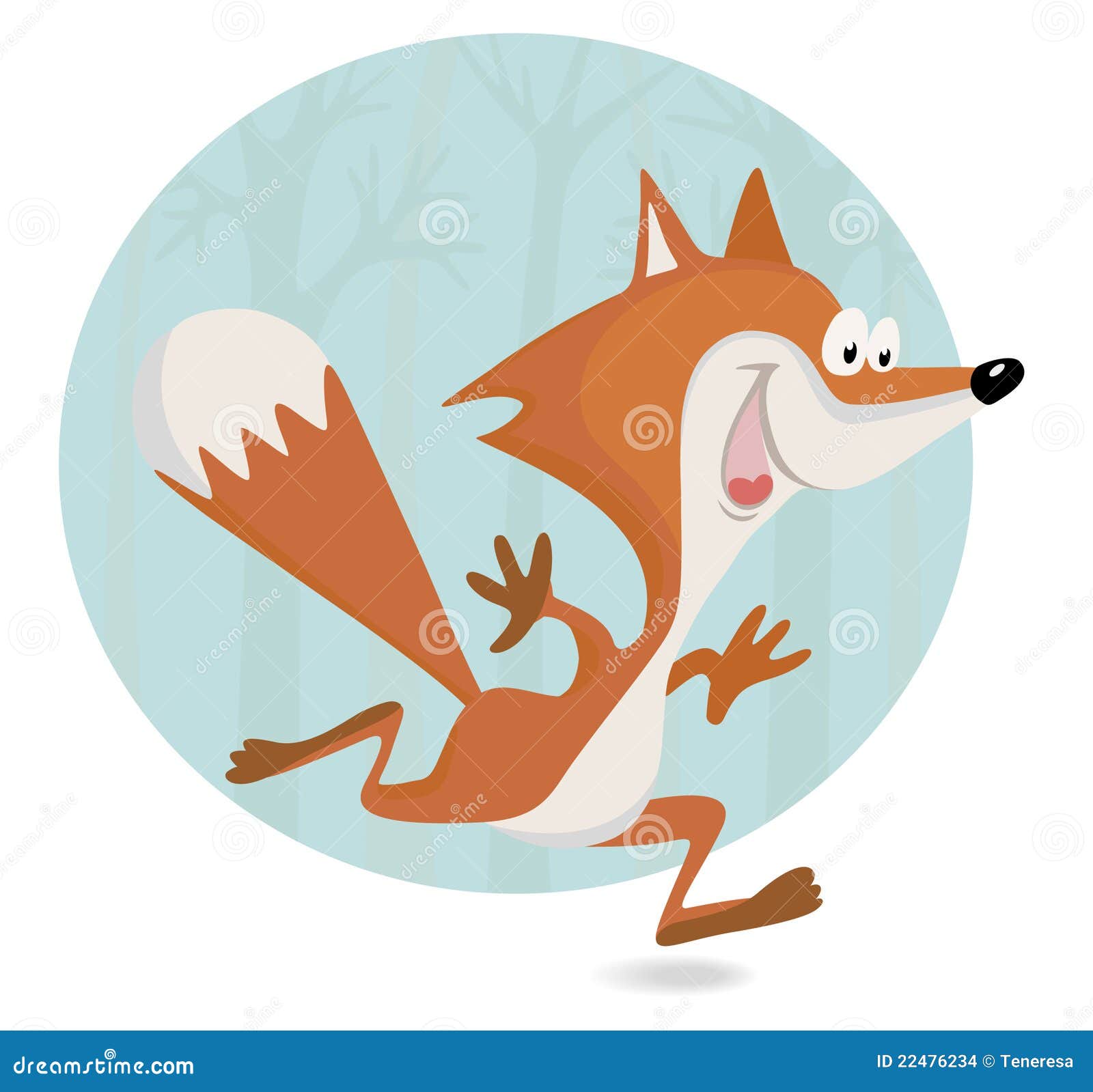 Little Fox Cub in the Forest Stock Vector - Illustration of trees ...