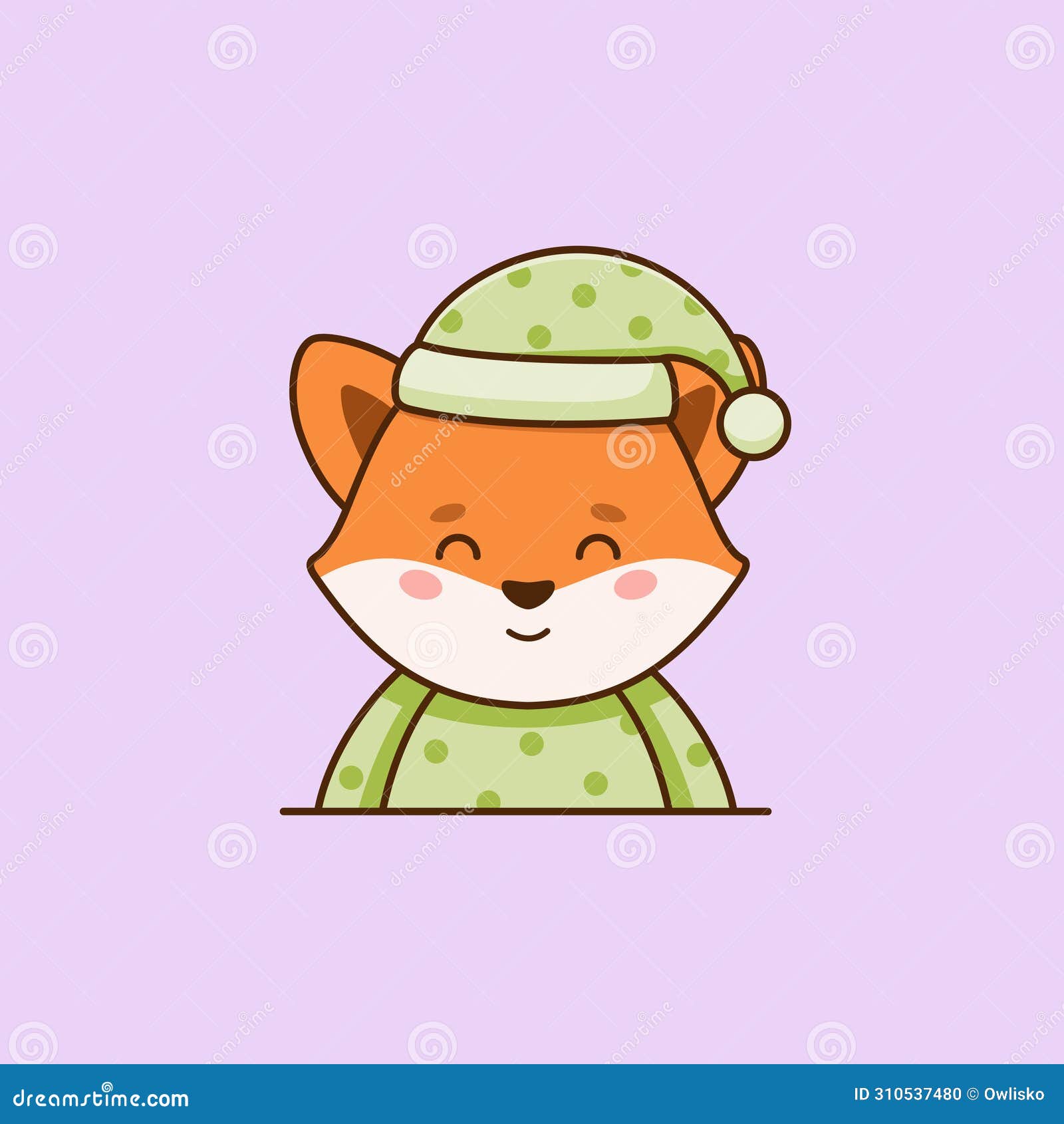 Little Fox in Pajama and Night Cap Stock Vector - Illustration of ...