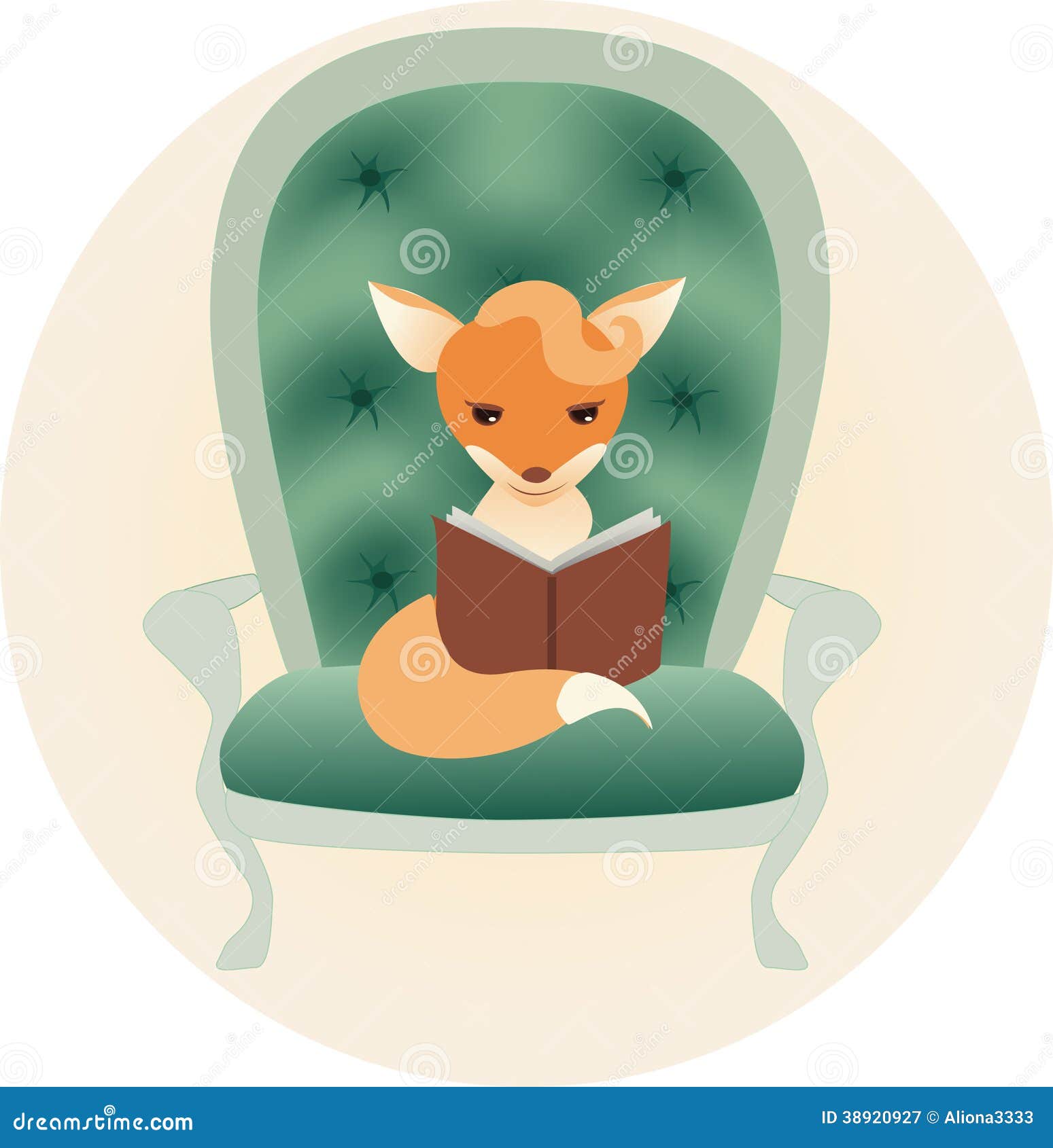 Little fox reading a book stock illustration. Illustration of objects ...
