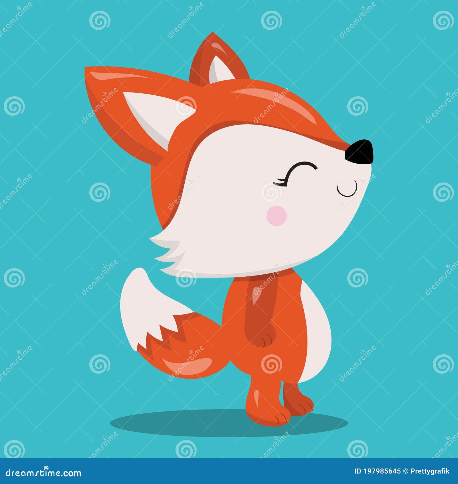 LITTLE FOX SIDE RIGHT 05 stock vector. Illustration of vector - 197985645