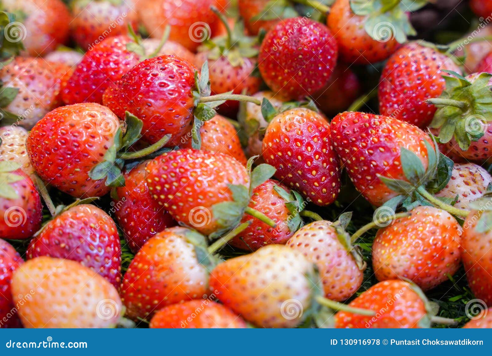 Little Fresh Strawberry in Fruit Market Stock Photo - Image of group ...