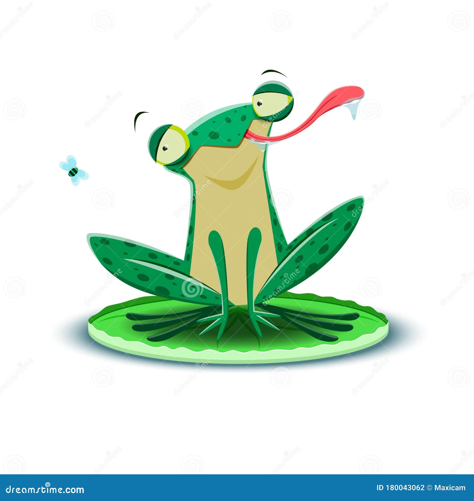 A Little Frog Catches a Fly. Vector Illustration. Stock Vector ...