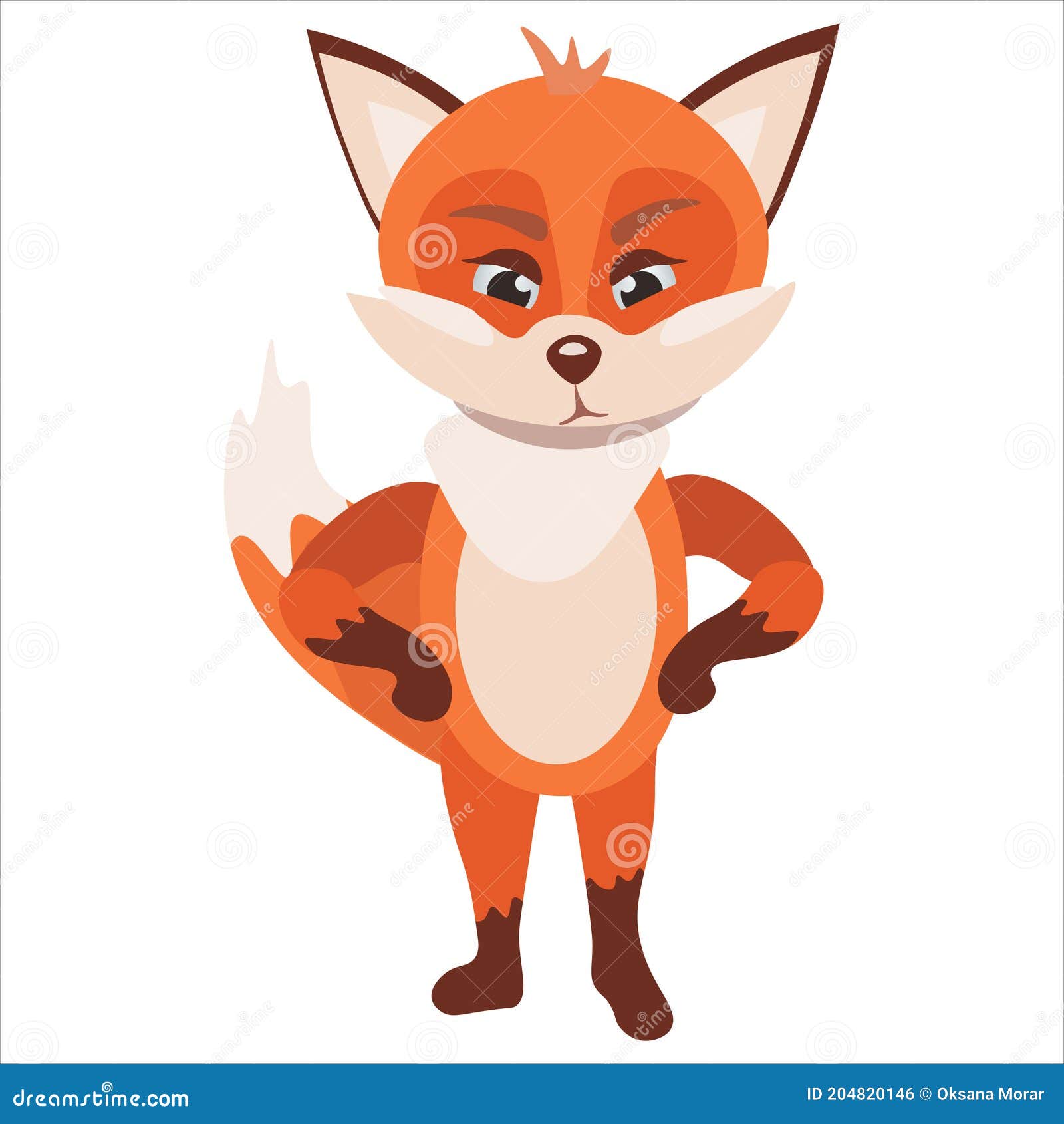 Little Frown Red Fox Standing Angry Stock Illustration - Illustration ...