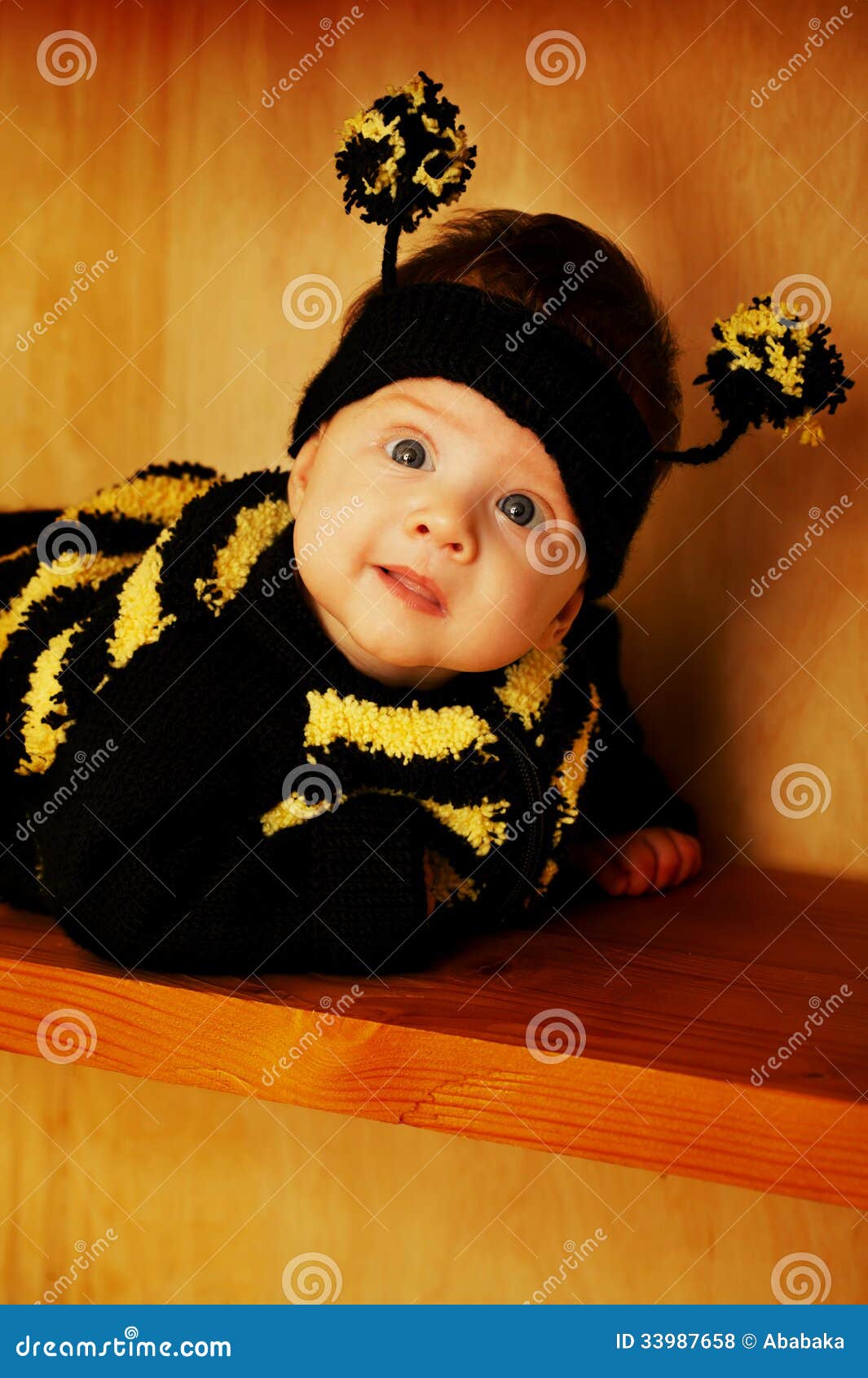 Little Funny Baby with Bee Costume Stock Photo - Image of beautiful ...