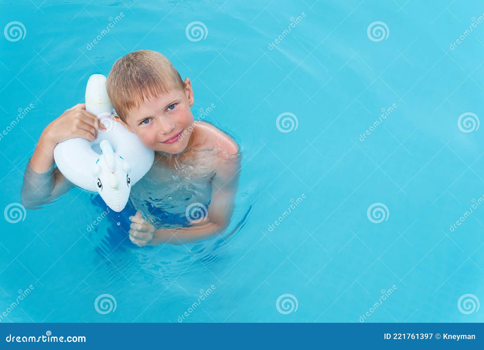 Little Funny Boy in the Swimming Pool Stock Image - Image of cool, play ...