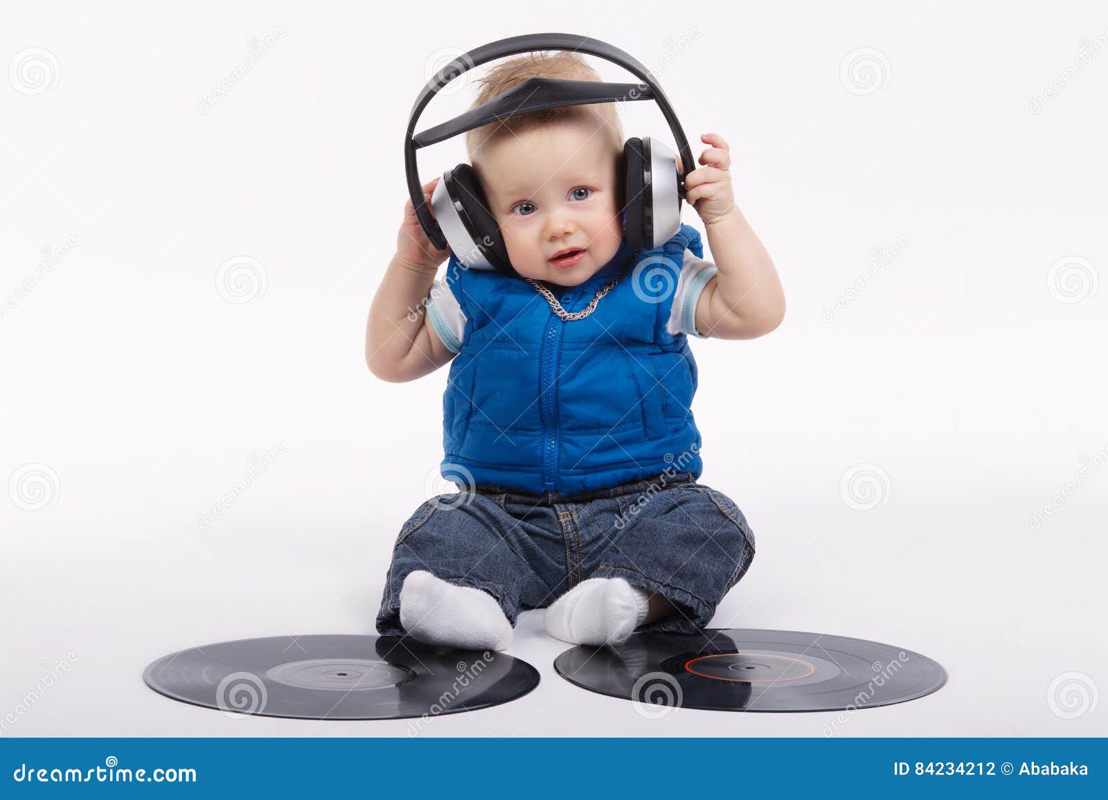 Little Funny Dj on White Background Stock Photo - Image of dance ...