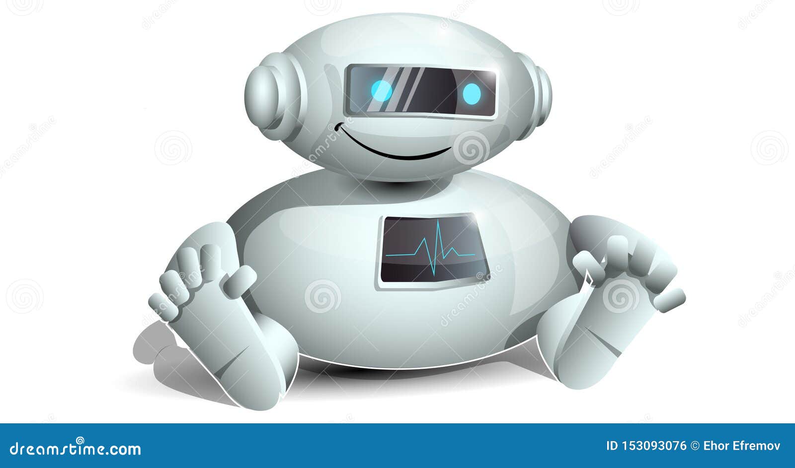 Little funny robot stock vector. Illustration of fabric - 153093076