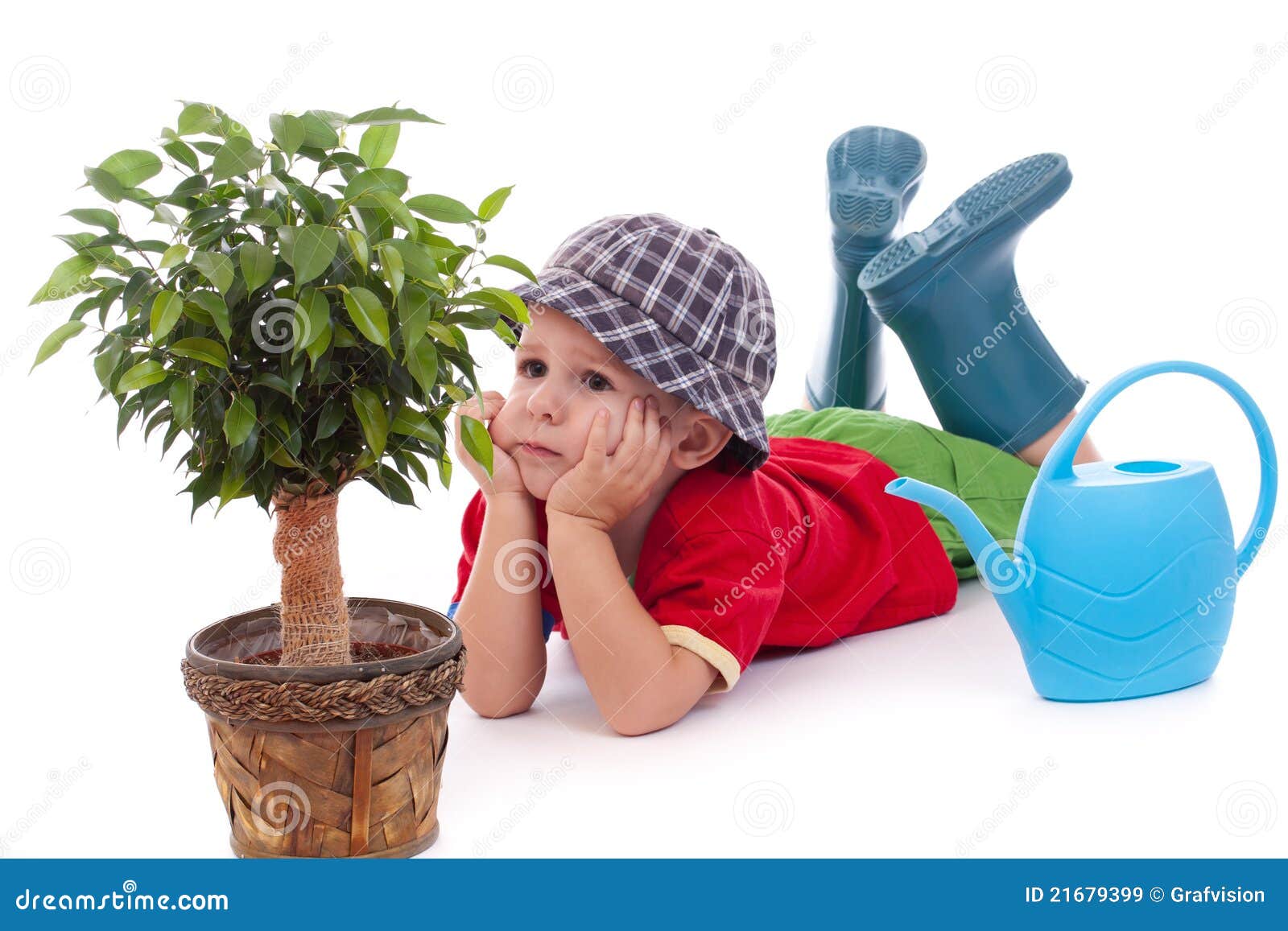 Little gardener boy stock image. Image of spring, green - 21679399