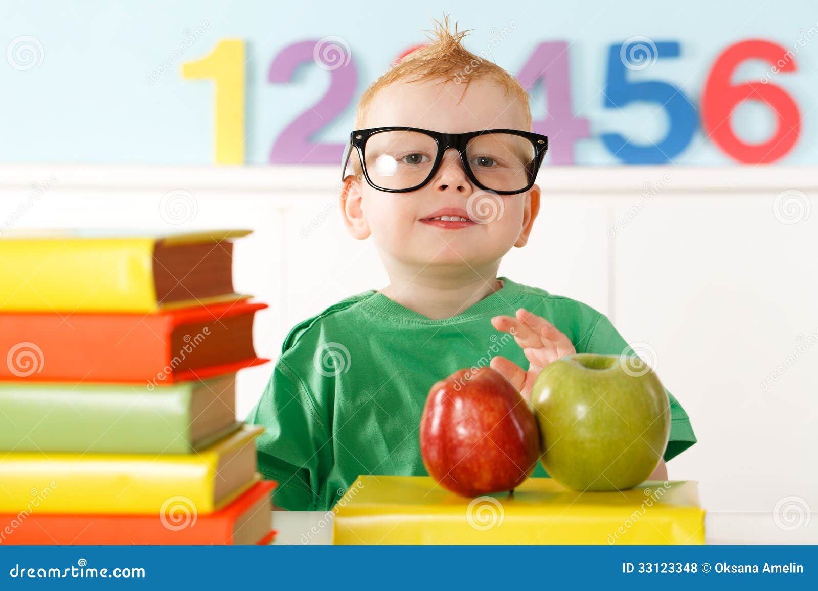 Little genius with books stock photo. Image of children - 33123348