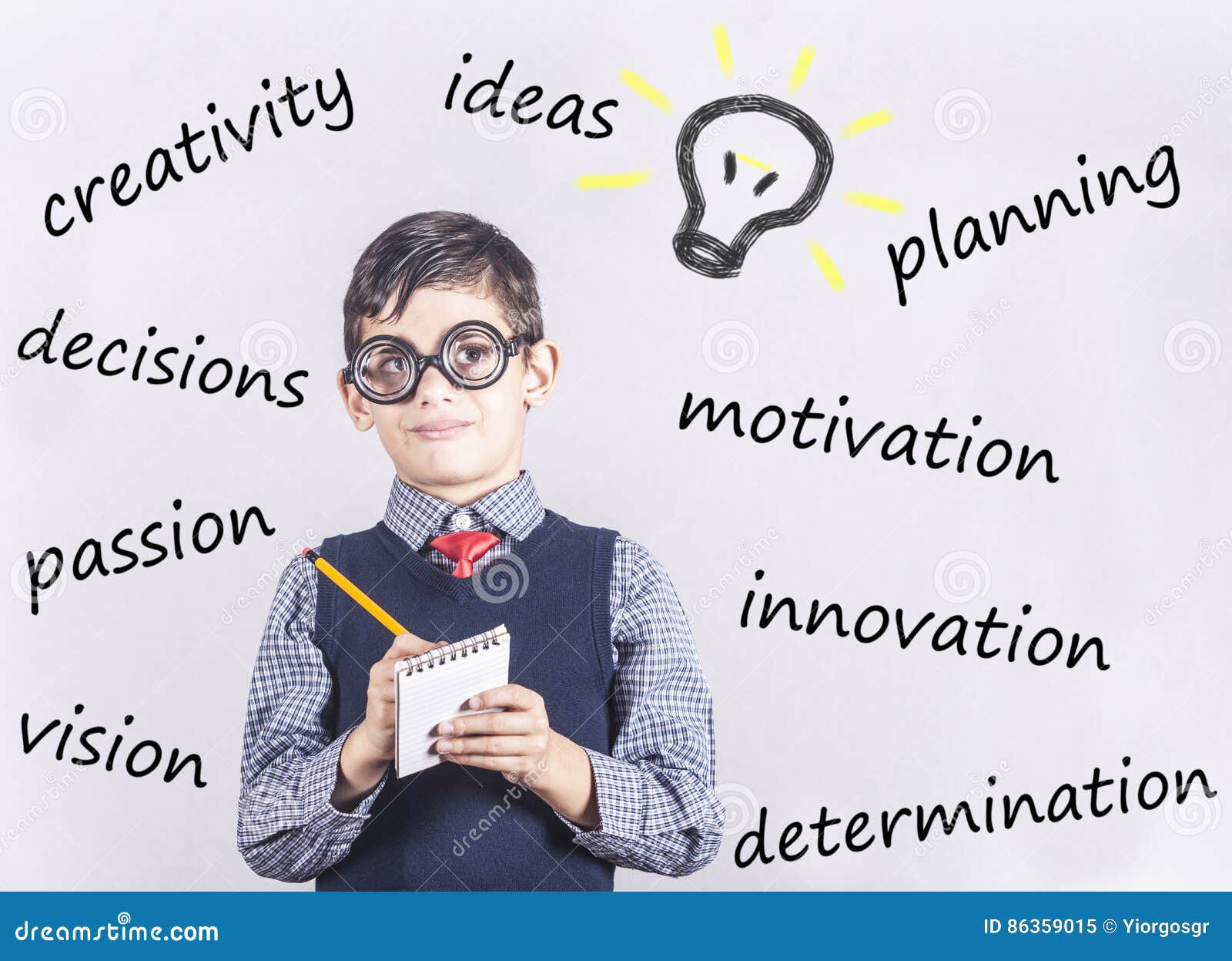 Little Genius Kid Thinking Hard Stock Image - Image of creativity ...