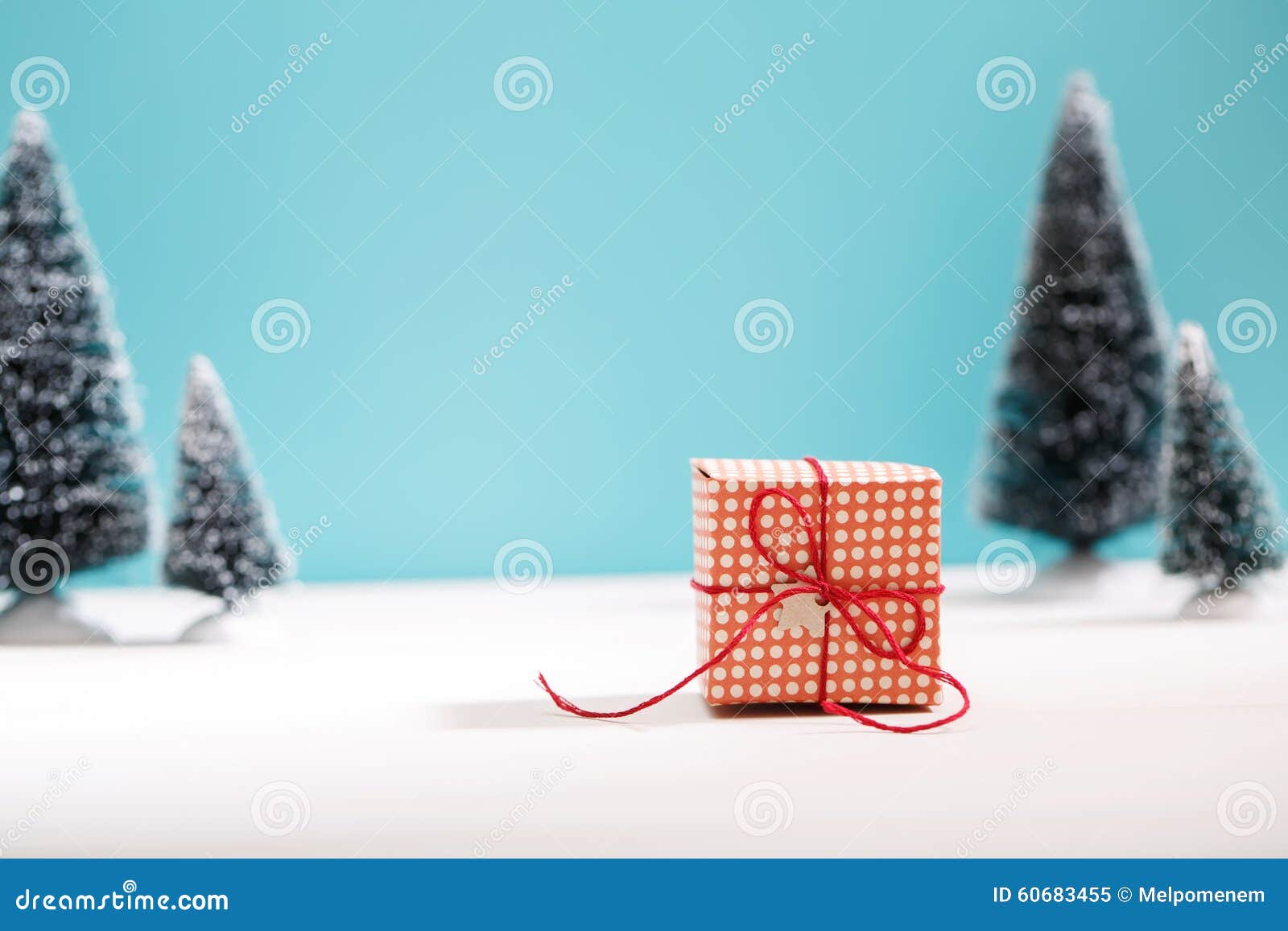 Little Gift Box in Miniature Evergreen Forest Stock Image - Image of ...