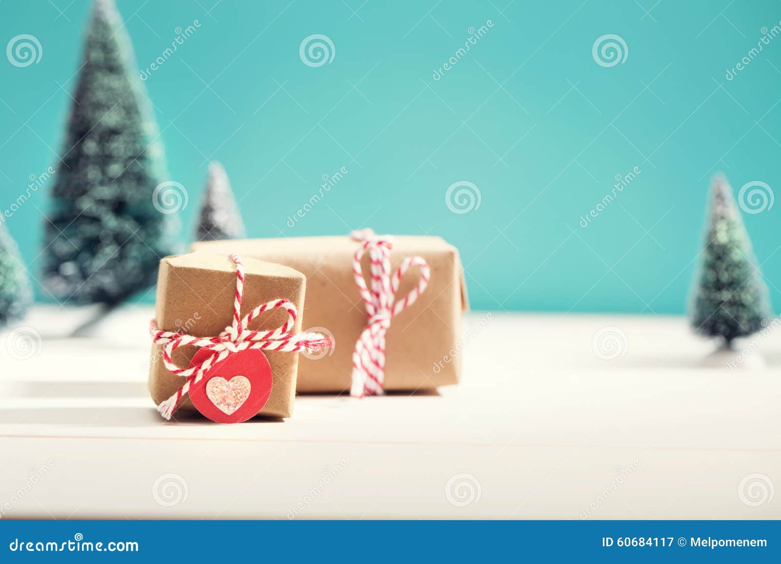 Little Gift Boxes in Miniature Evergreen Forest Stock Image - Image of ...
