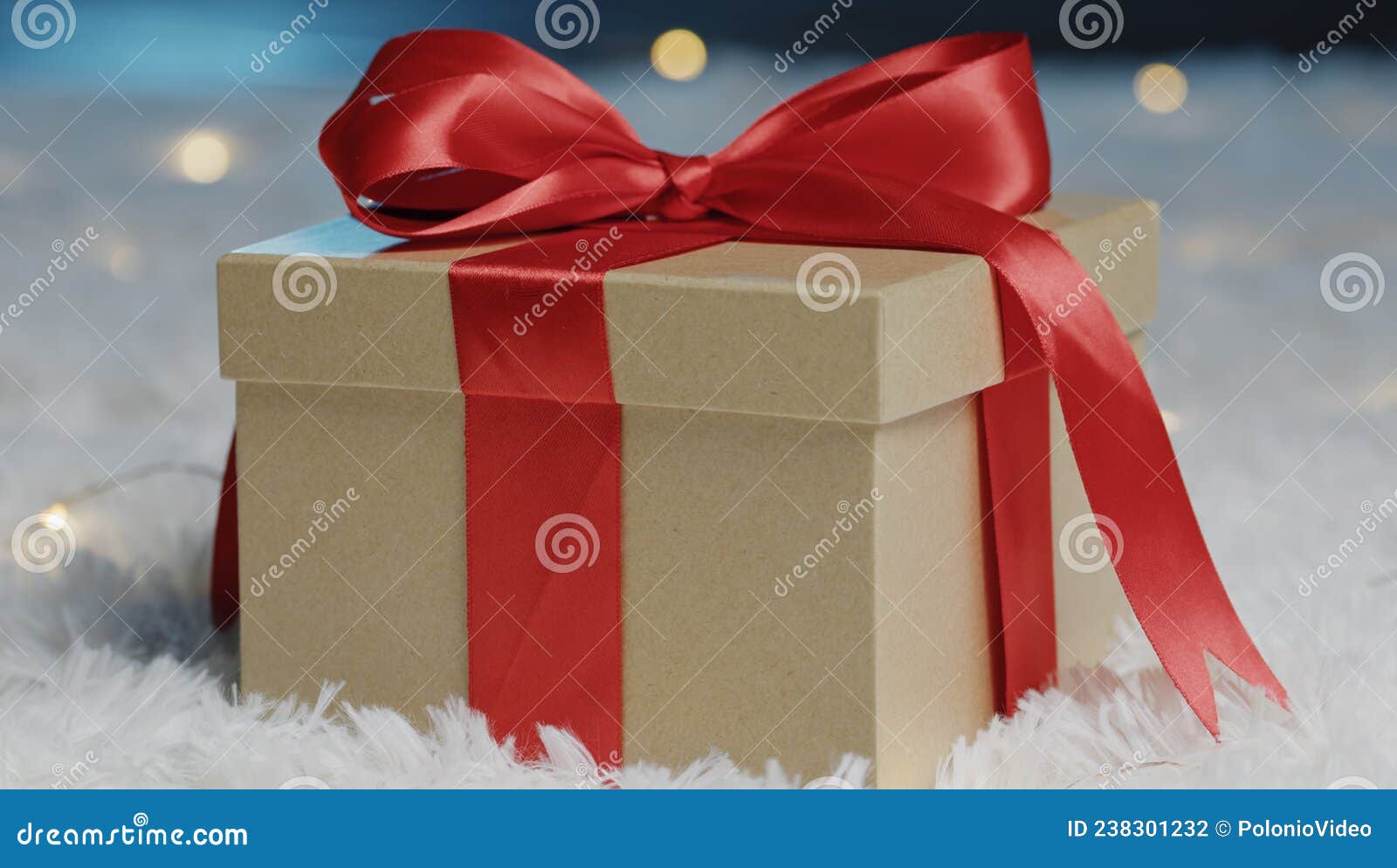 Little Gift Brown Box with Red Bow Stock Photo - Image of atmosphere ...