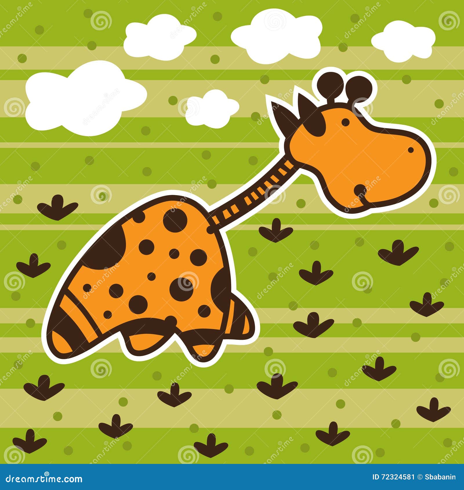 Little giraffe is walking stock vector. Illustration of little - 72324581