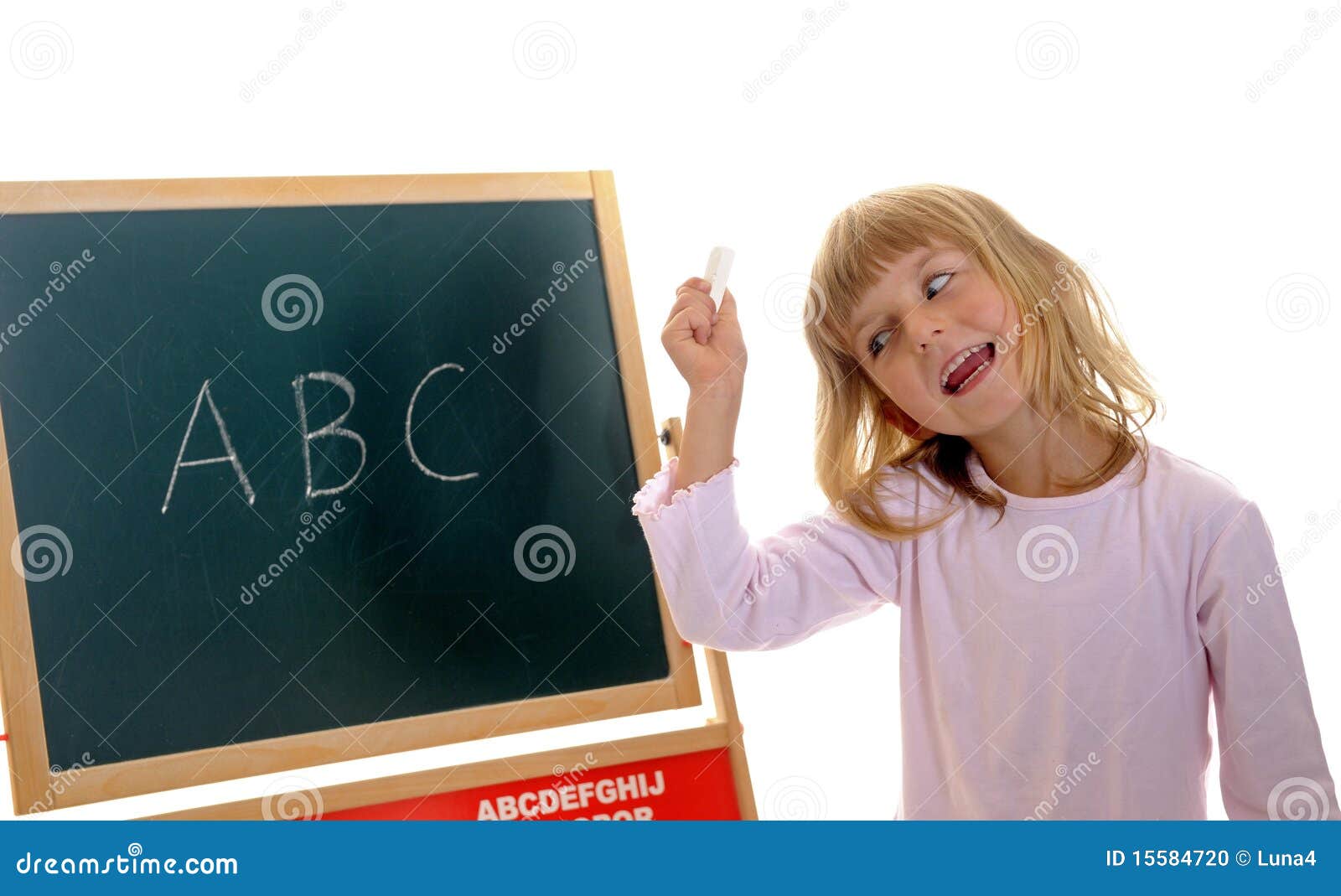 Little girl and ABC stock photo. Image of little, board - 15584720