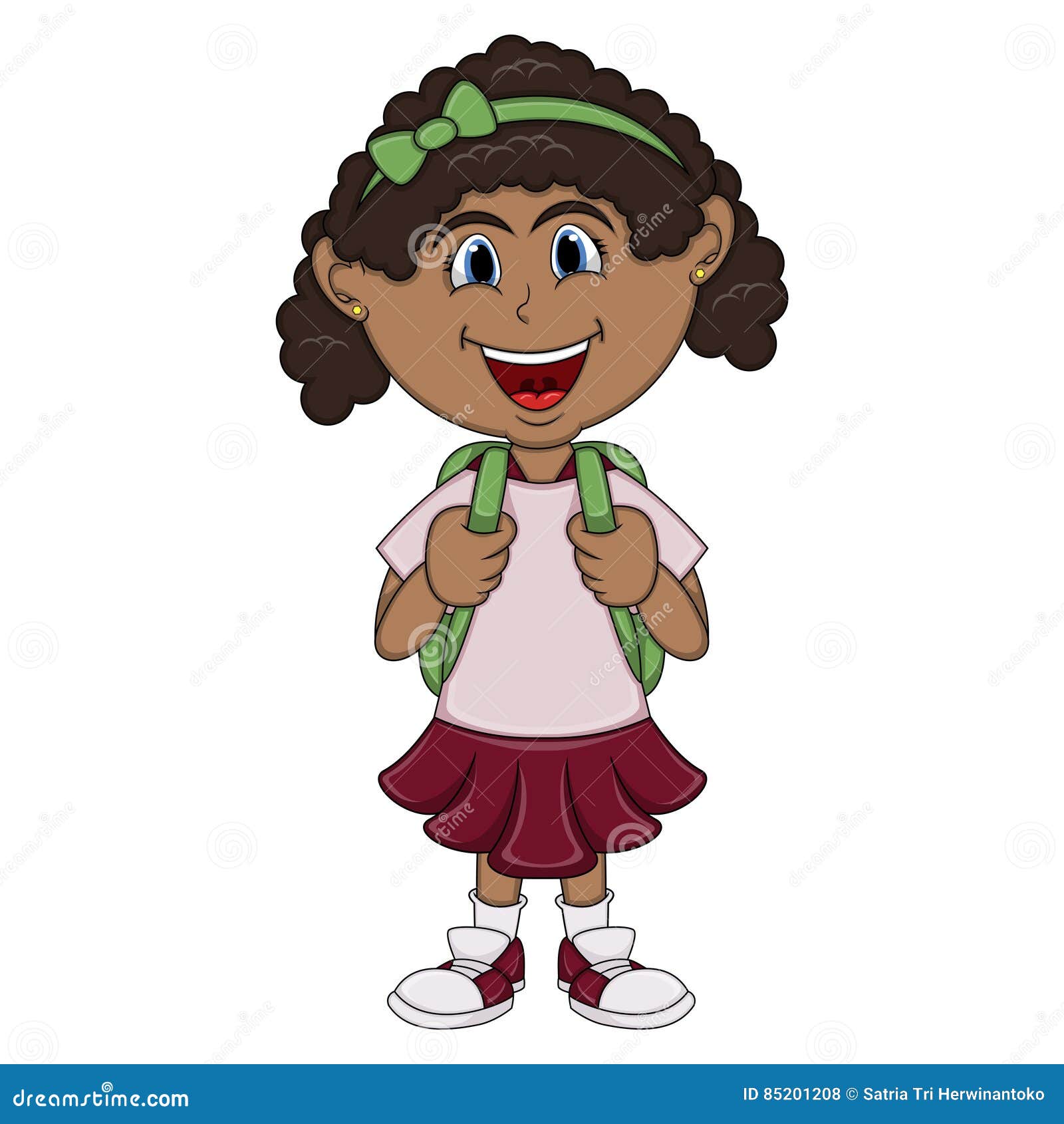 Little Girl with Backpack Cartoon Stock Vector - Illustration of ...