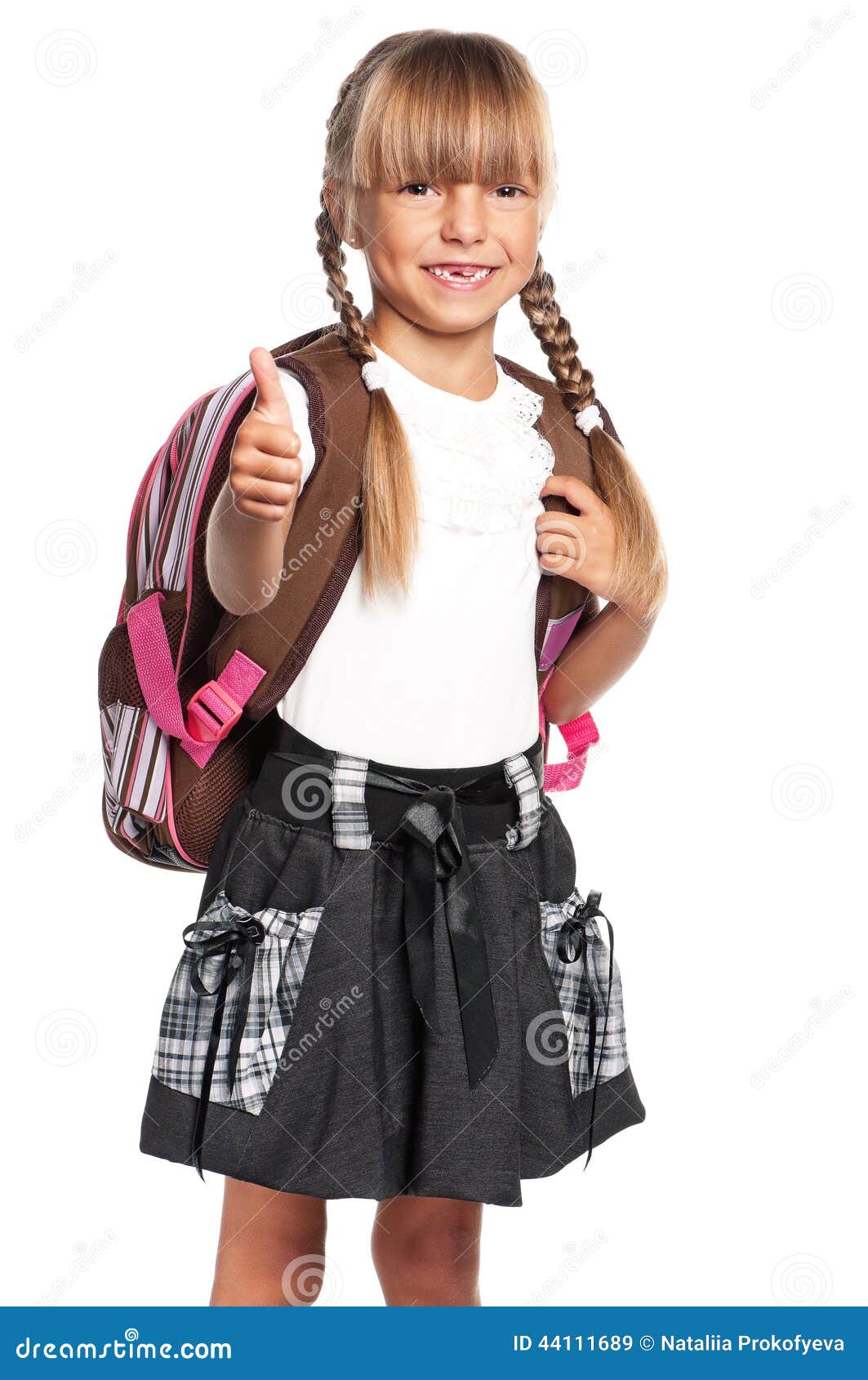 Little girl with backpack stock image. Image of happy - 44111689