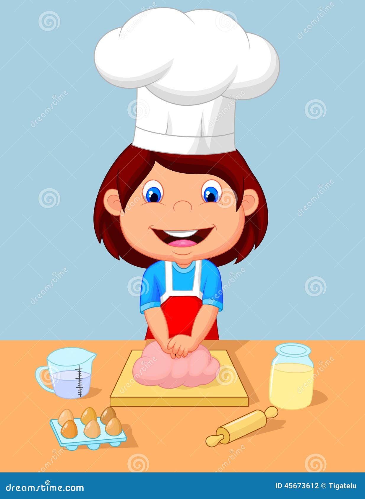 Little girl baking stock vector. Illustration of activity - 45673612
